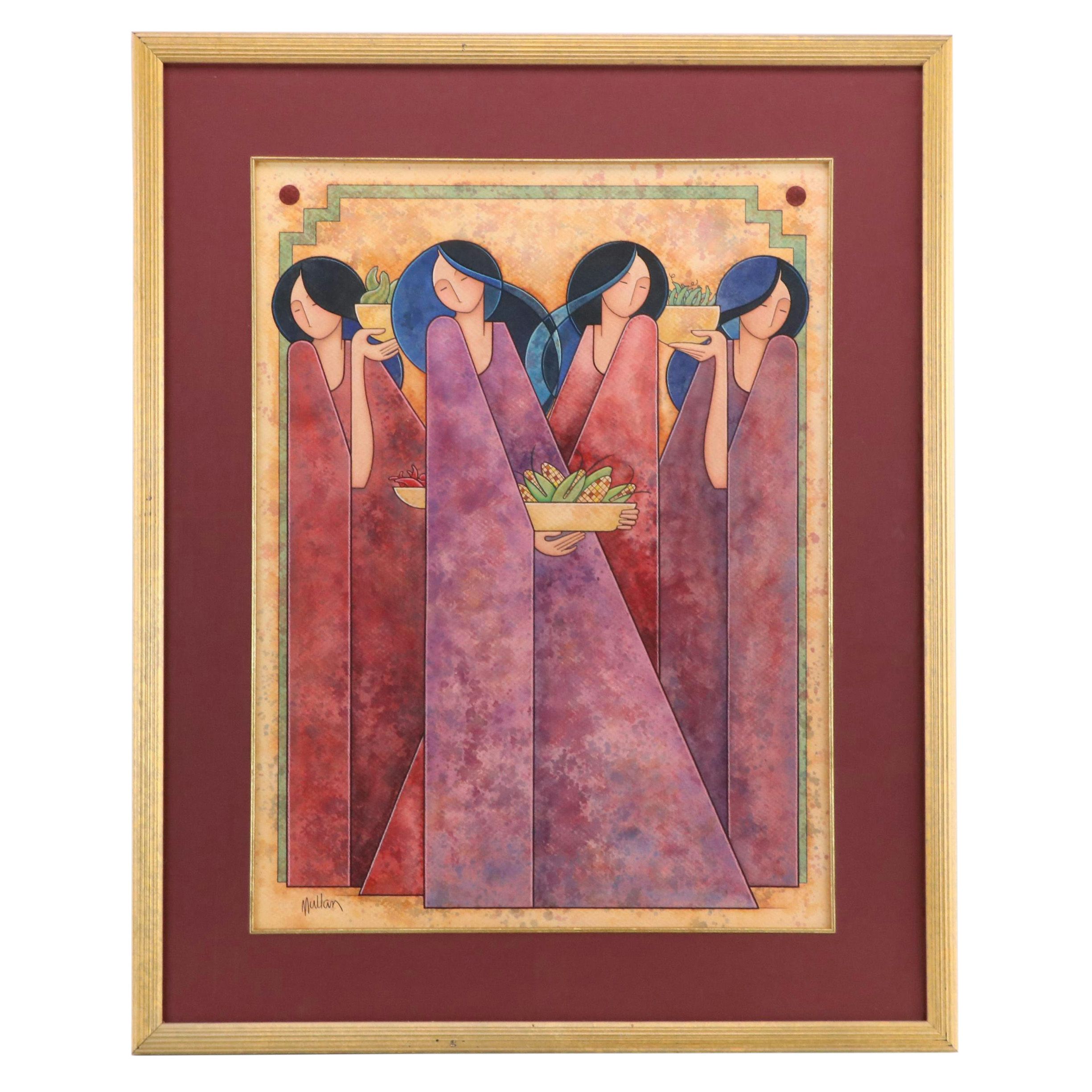 G. E. Mullan Watercolor Painting "The Gift of the Harvest," Circa 1995 ...