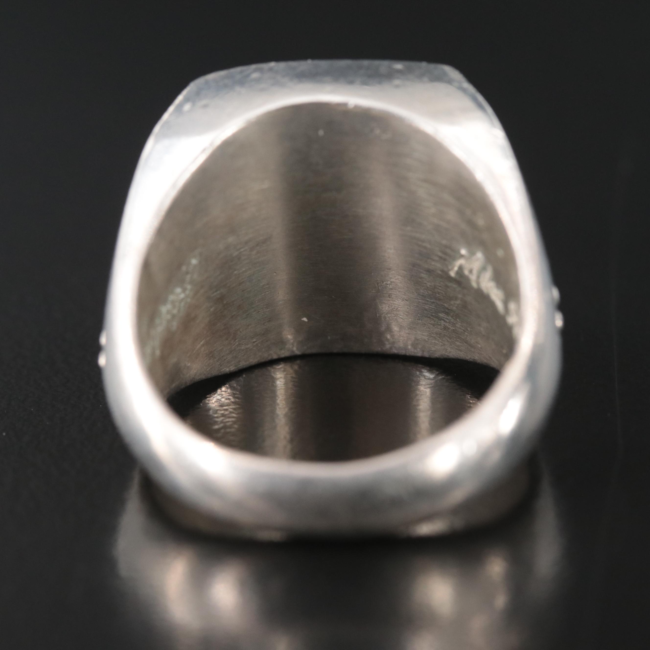 Miles Standish Sterling Turquoise Signet Ring | Everything But The House