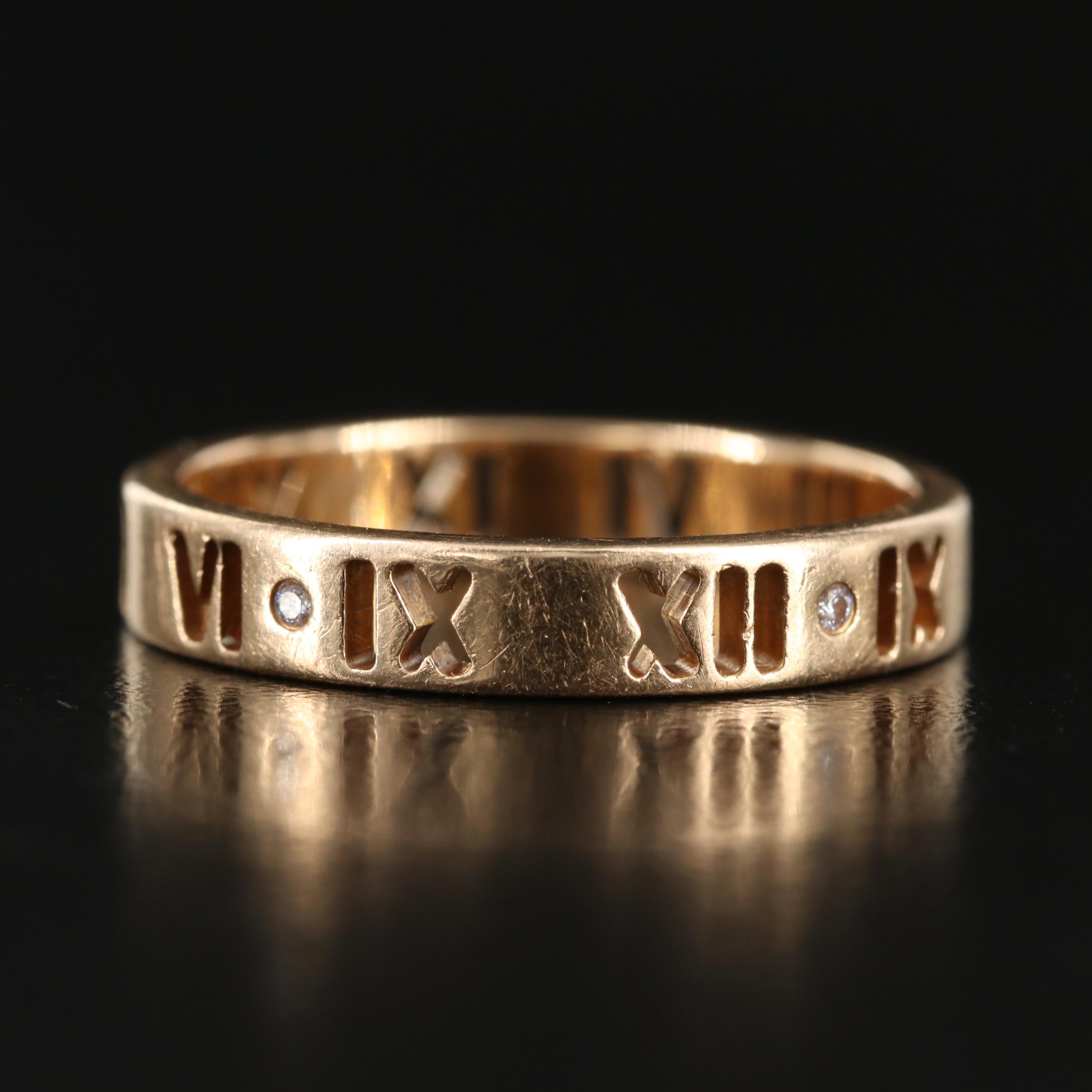 Tiffany & Co. Atlas 18K Rose Gold Ring with Diamond Accents ...