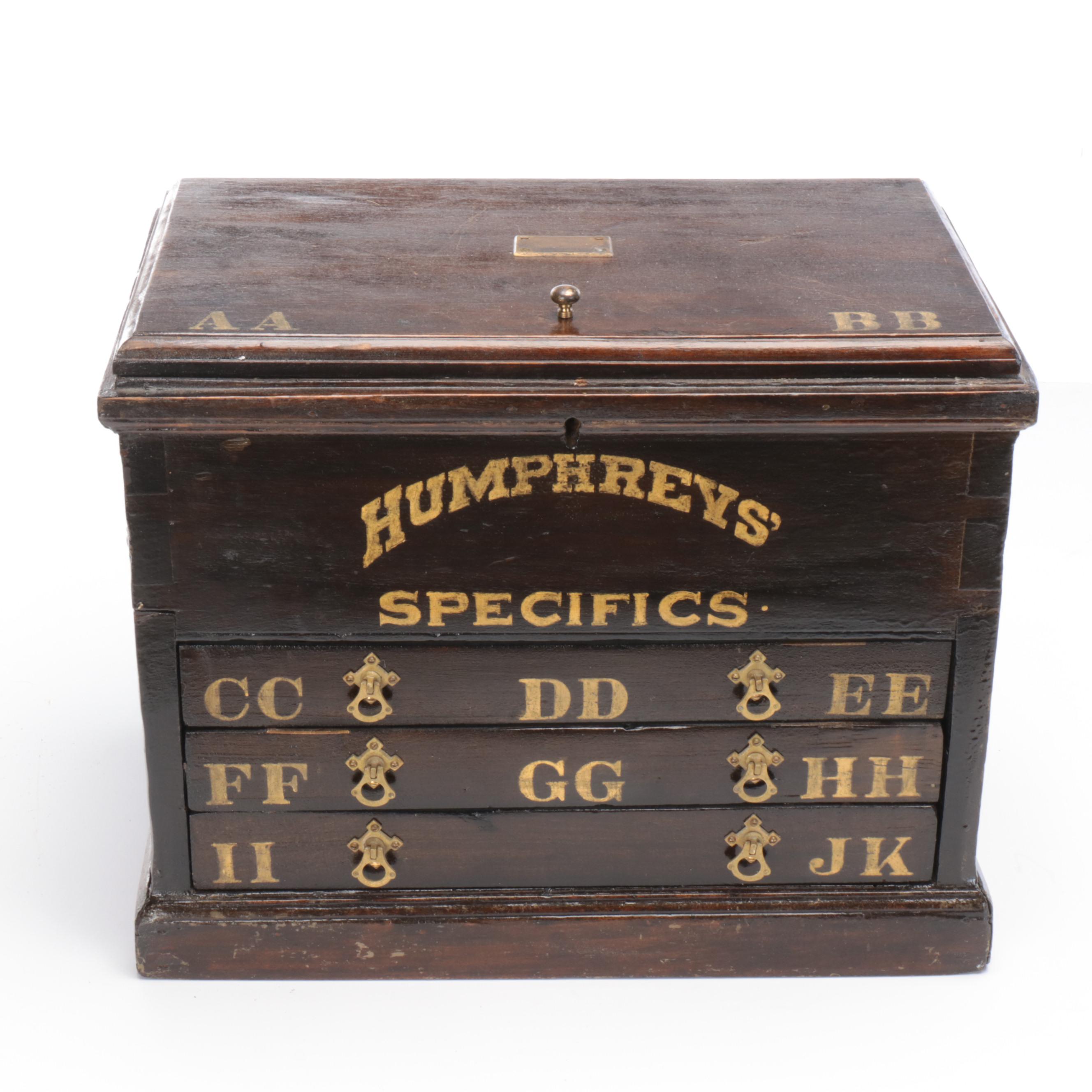 Wooden Humphrey's Specifics Homeopathic Medicine Countertop Cabinet ...