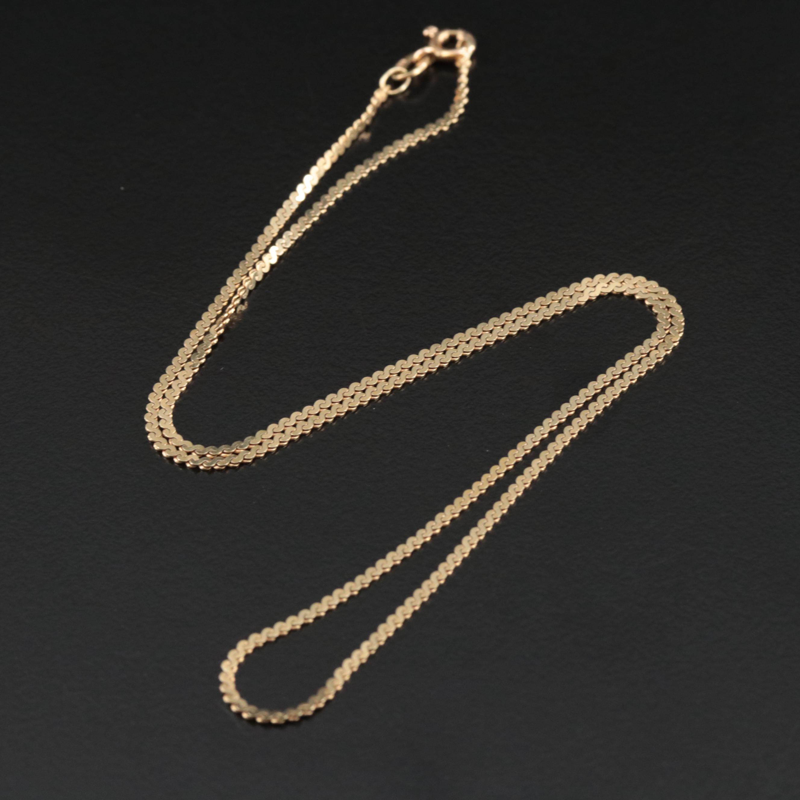 14K Serpentine Chain Necklace | EBTH