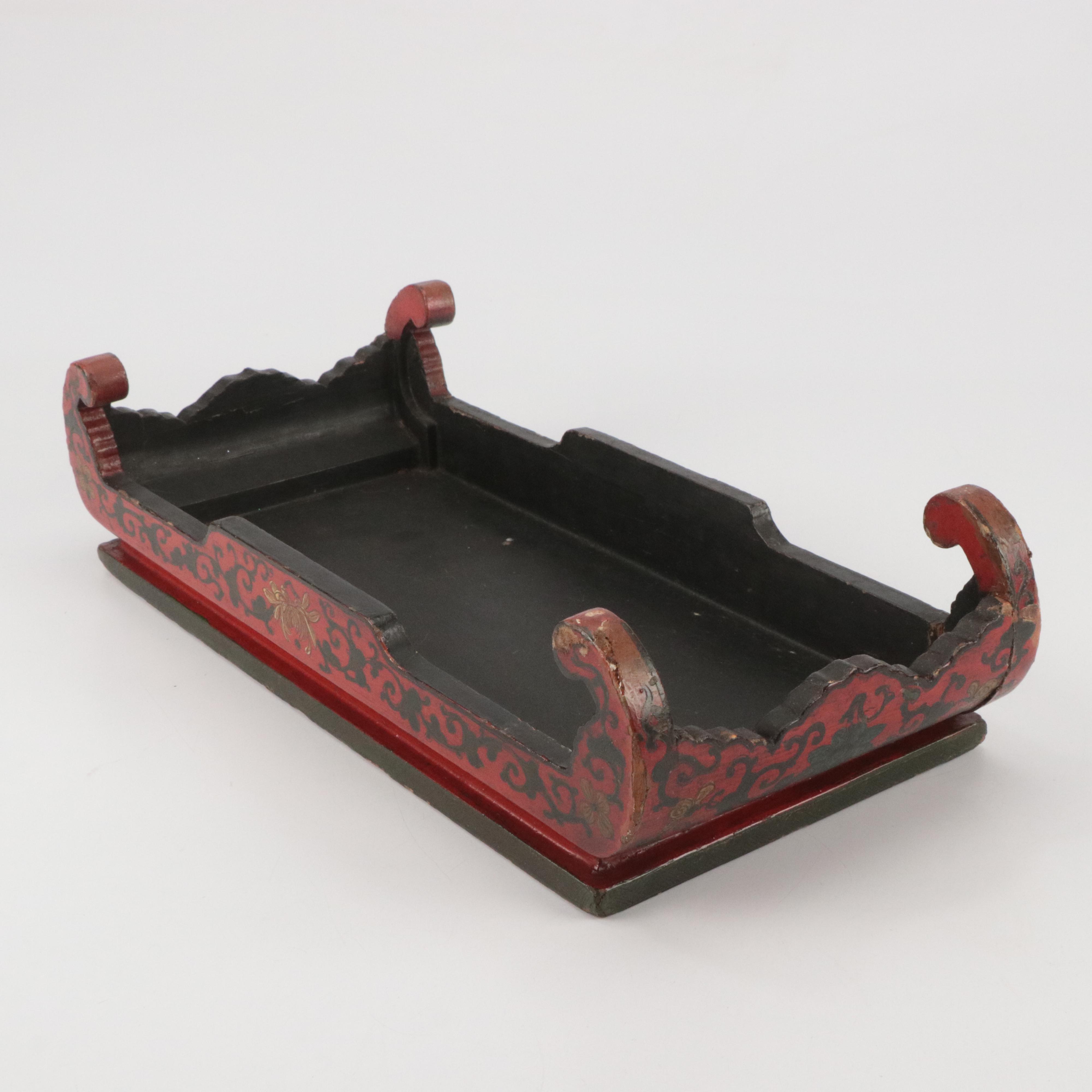 Chinese Red and Black Lacquerware Low Table | Everything But The House