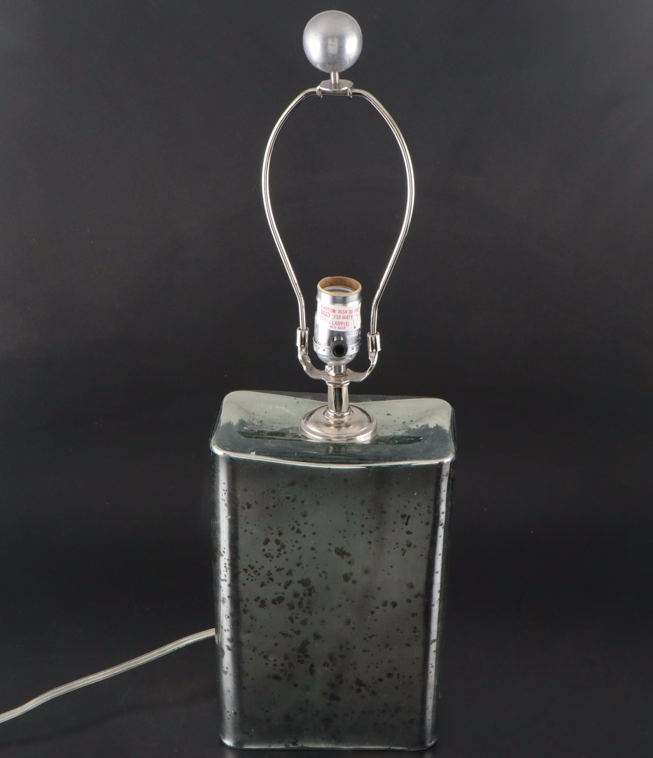 Mercury Glass Canister Style Table Lamp with Tuxedo Shade, Contemporary ...