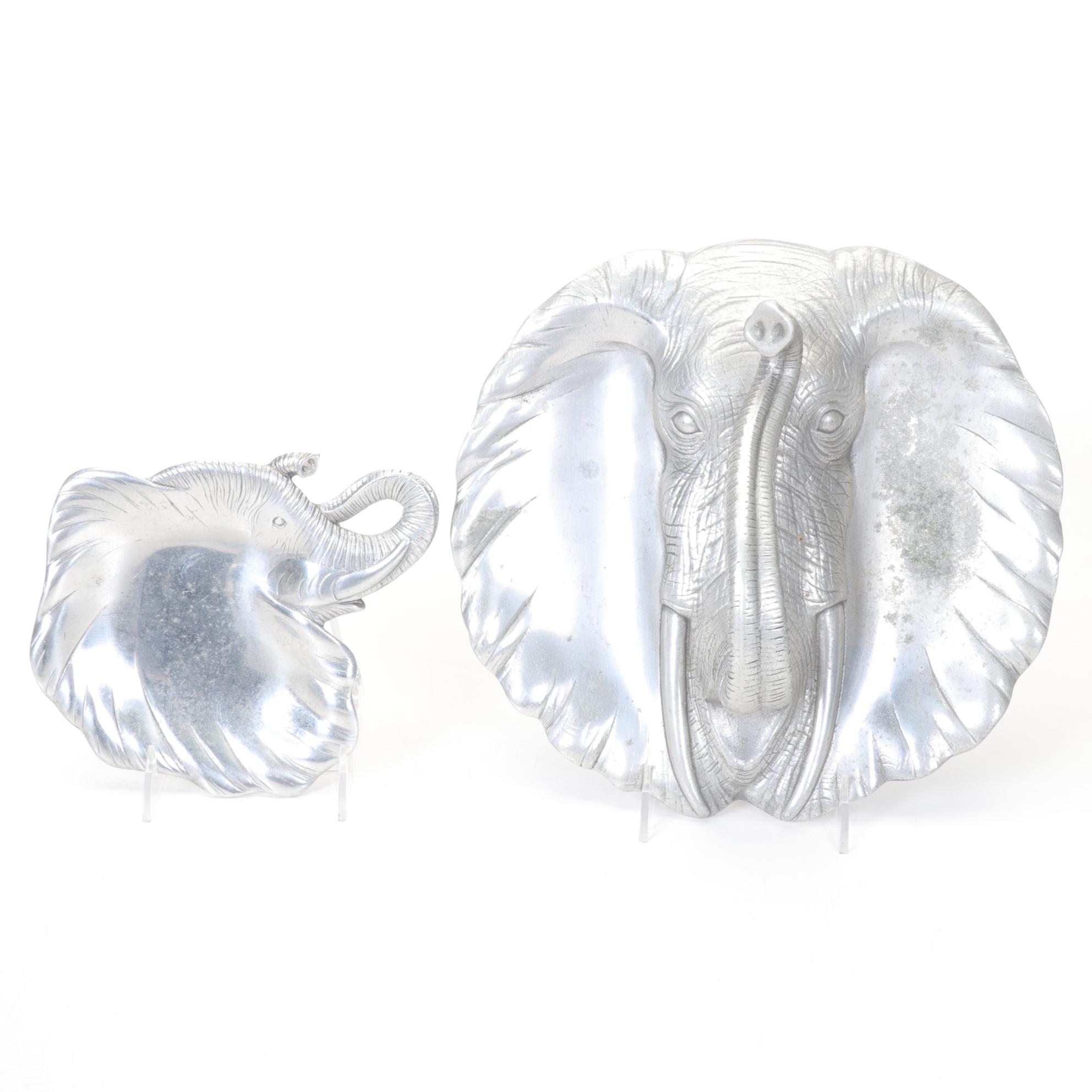 Arthur Court Aluminum Rabbit Salad Bowl and Elephant Snack Bowls ...