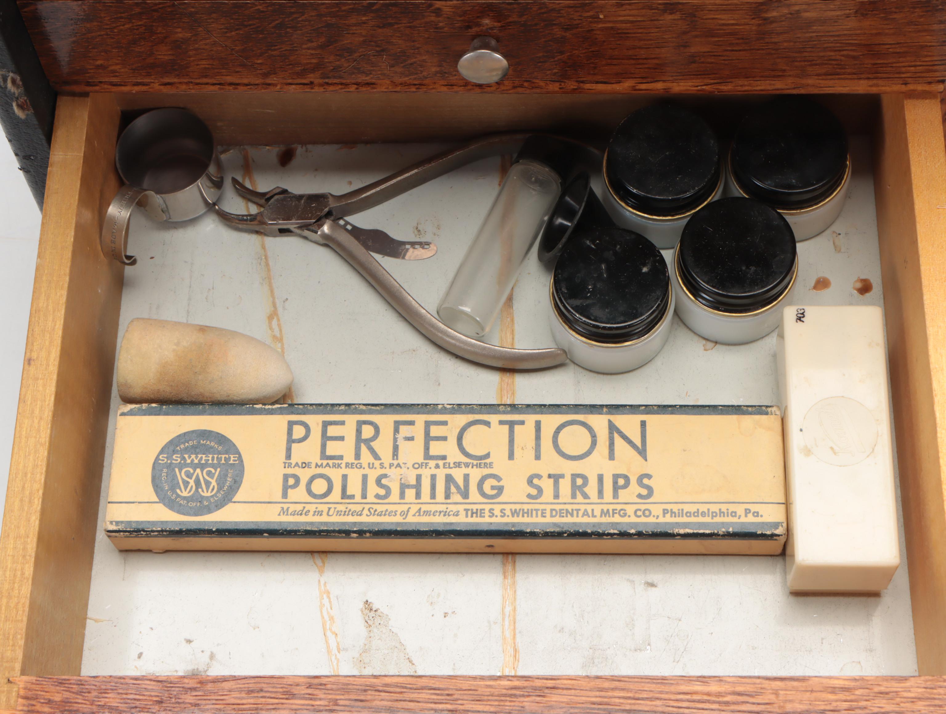 H. Gerstner & Sons Oak and Leather Model 10-E Traveling Dentist's Case ...