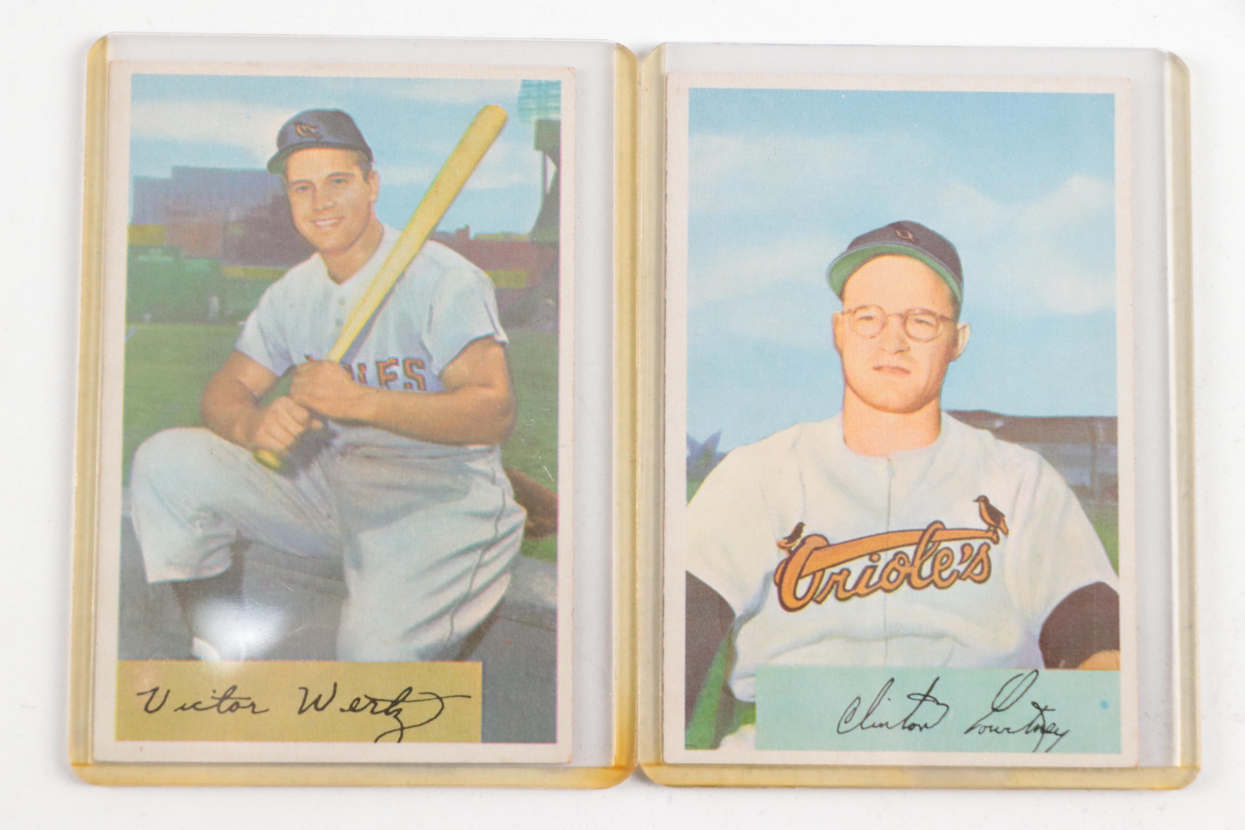 1954 Bowman Baltimore Orioles Baseball Cards Featuring Duane Pillette ...