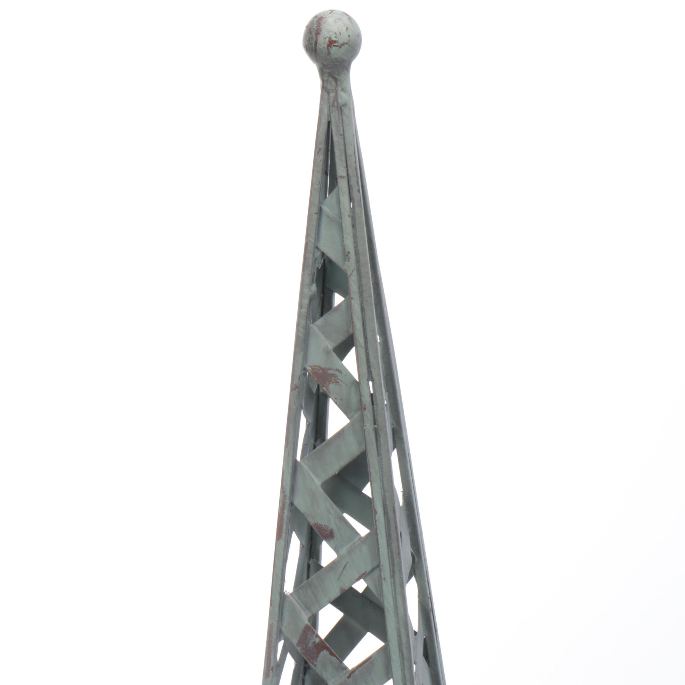 Pair of Forced Patina Copper and Wrought Iron Obelisks | Everything But ...