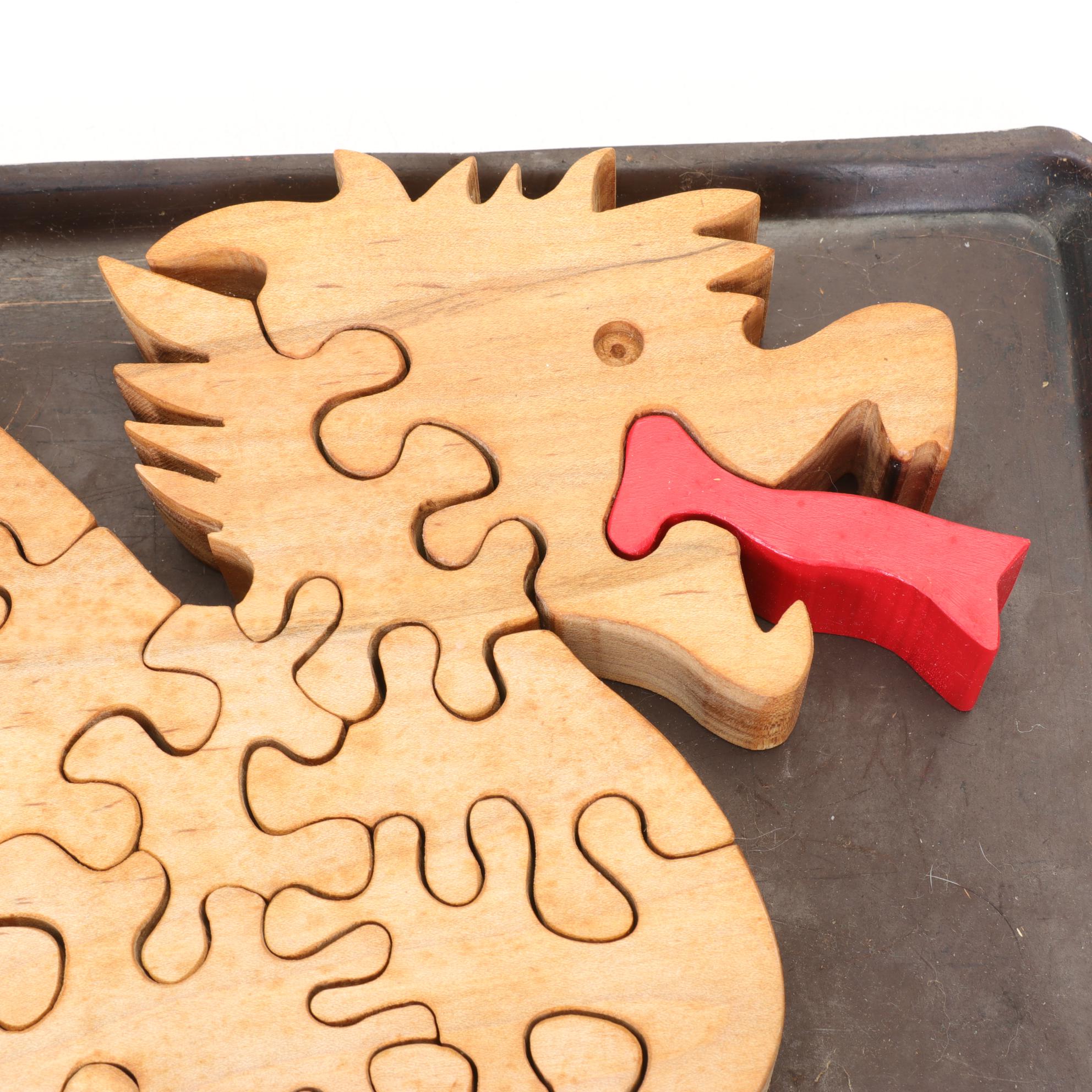 Wood Dragon Jigsaw Puzzle with an Abacus and Stone Cribbage Board ...
