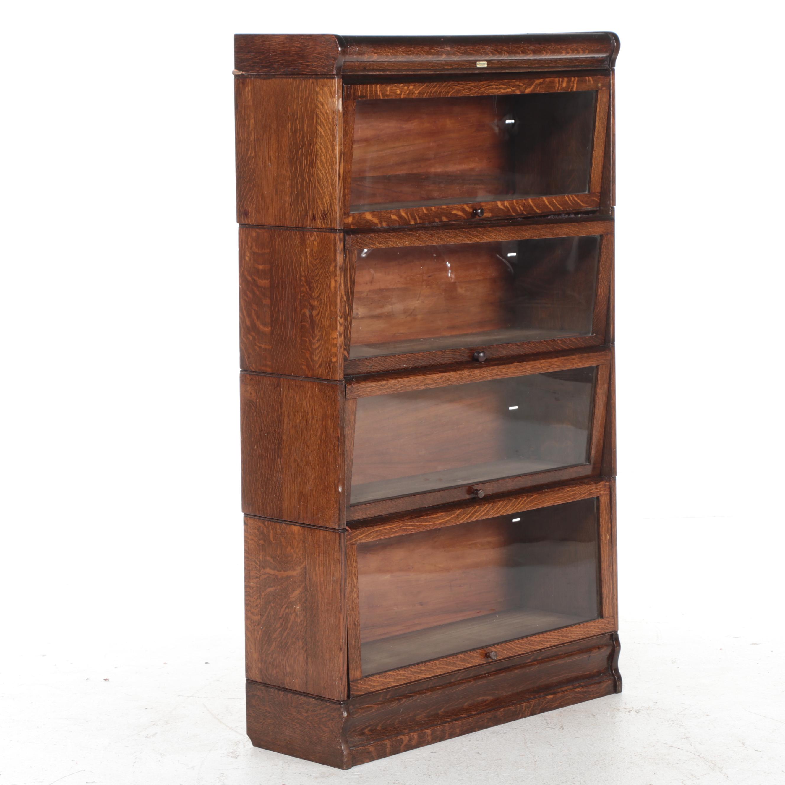Lundstrom Quartersawn Oak Four-Stack Barrister's Bookcase, Early 20th ...