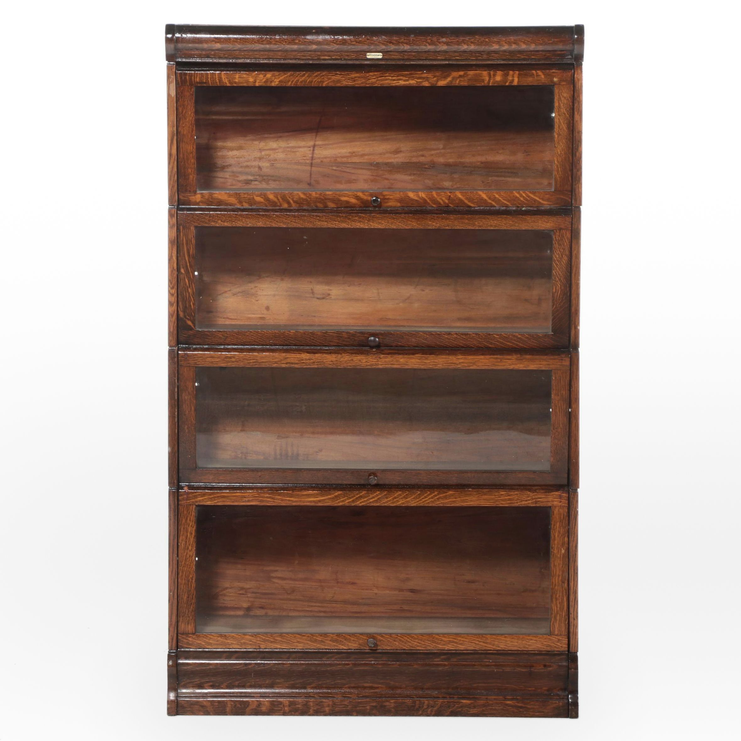 Lundstrom Quartersawn Oak Four-Stack Barrister's Bookcase, Early 20th ...