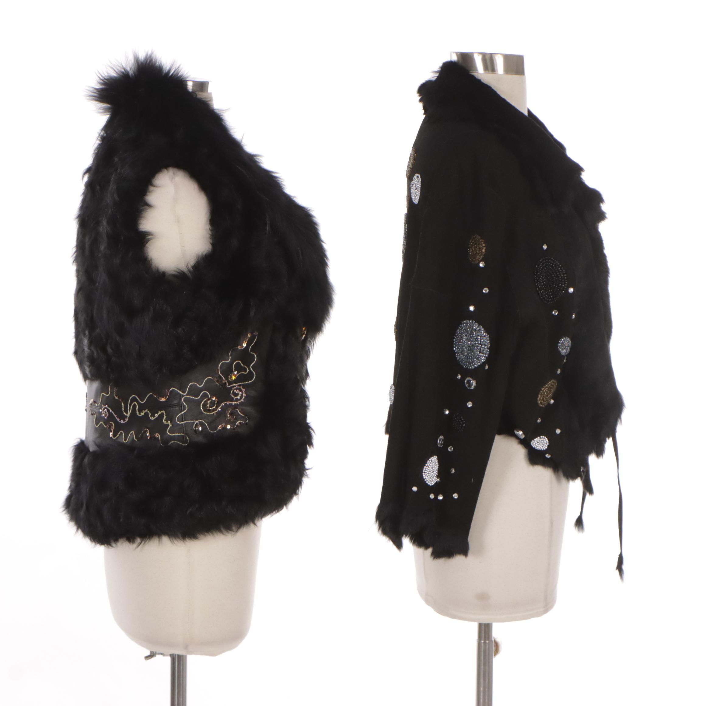 Stephen's Embellished Fur Trim Vest and Other Rabbit Hide Embellished ...