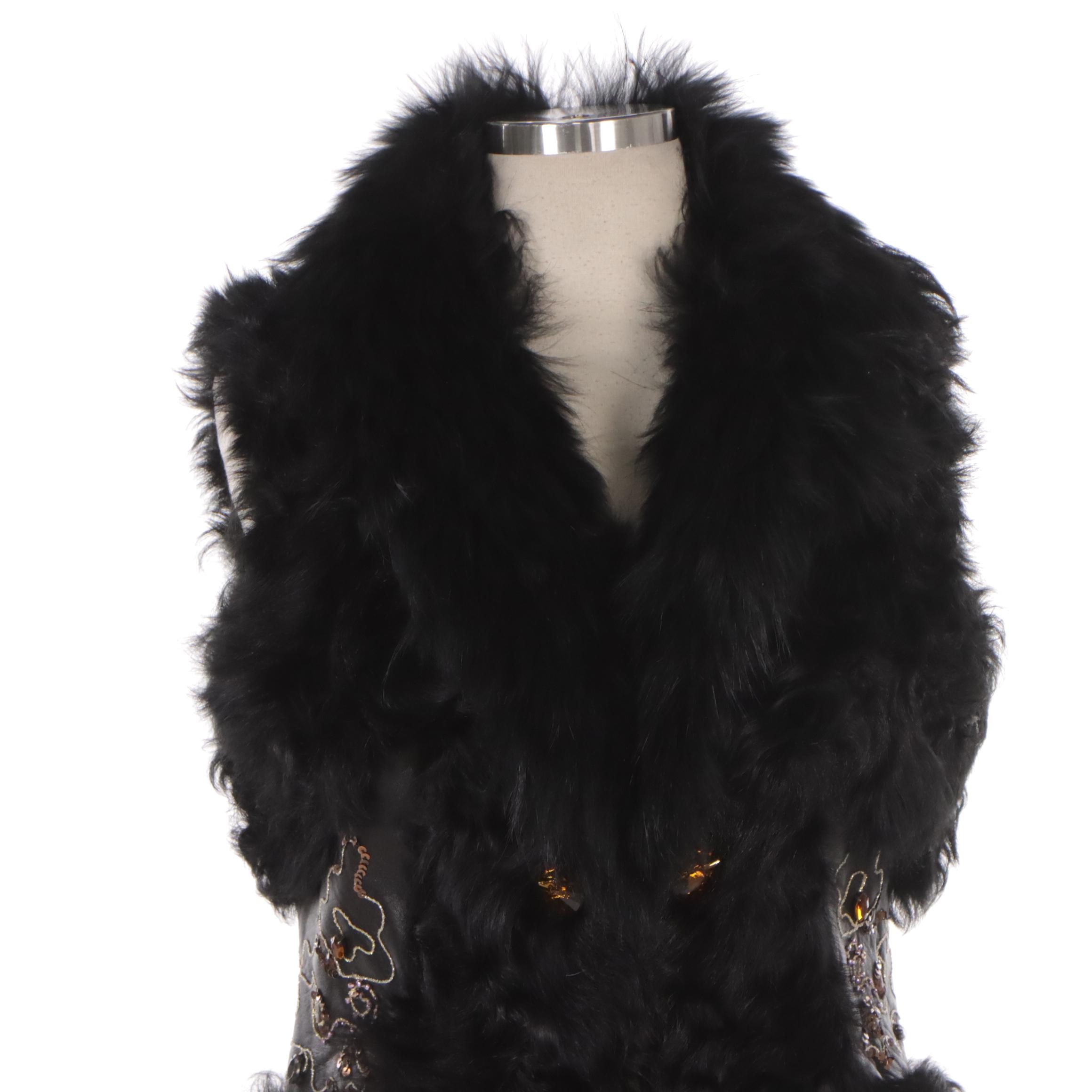 Stephen's Embellished Fur Trim Vest and Other Rabbit Hide Embellished ...