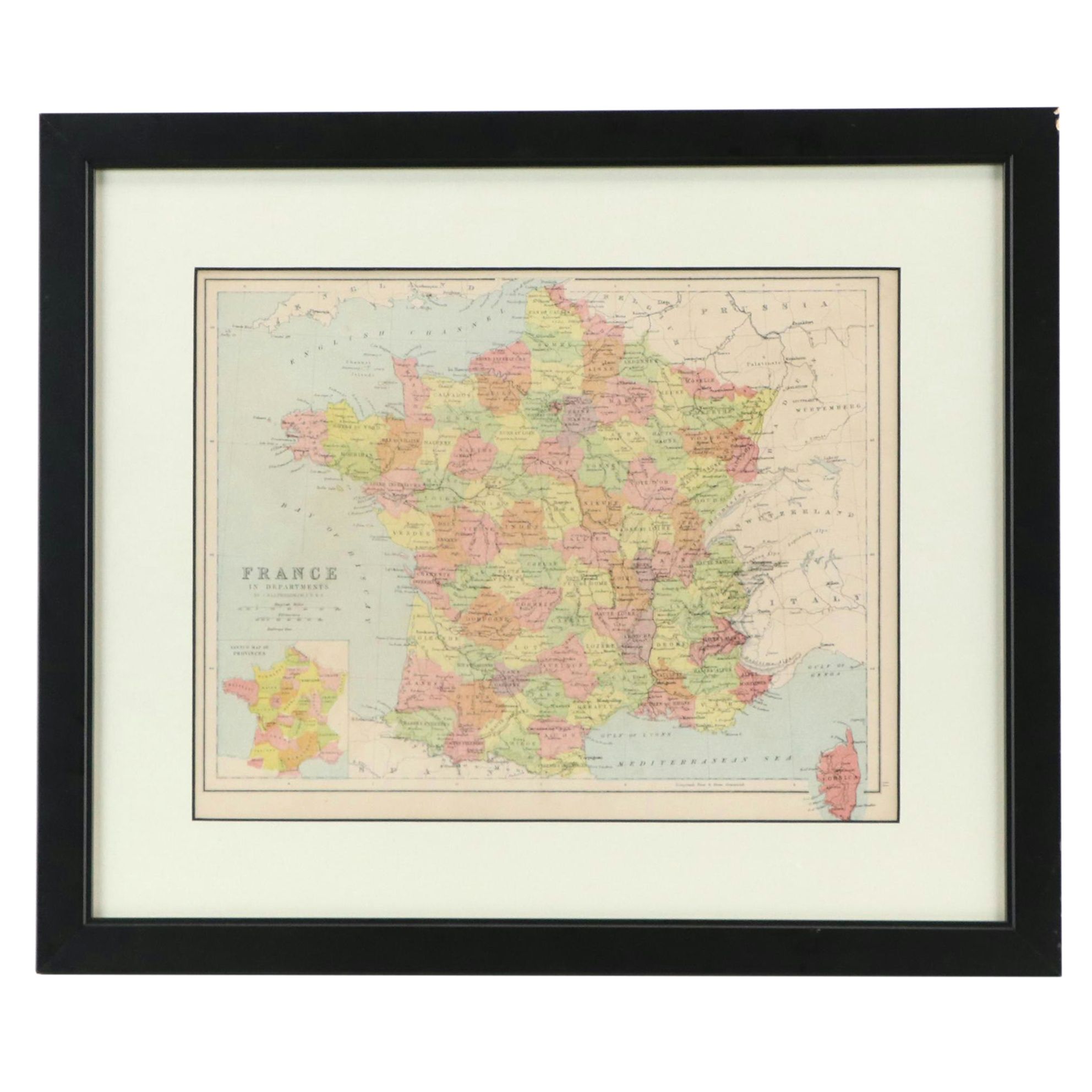 Color Lithograph Map "France" | EBTH