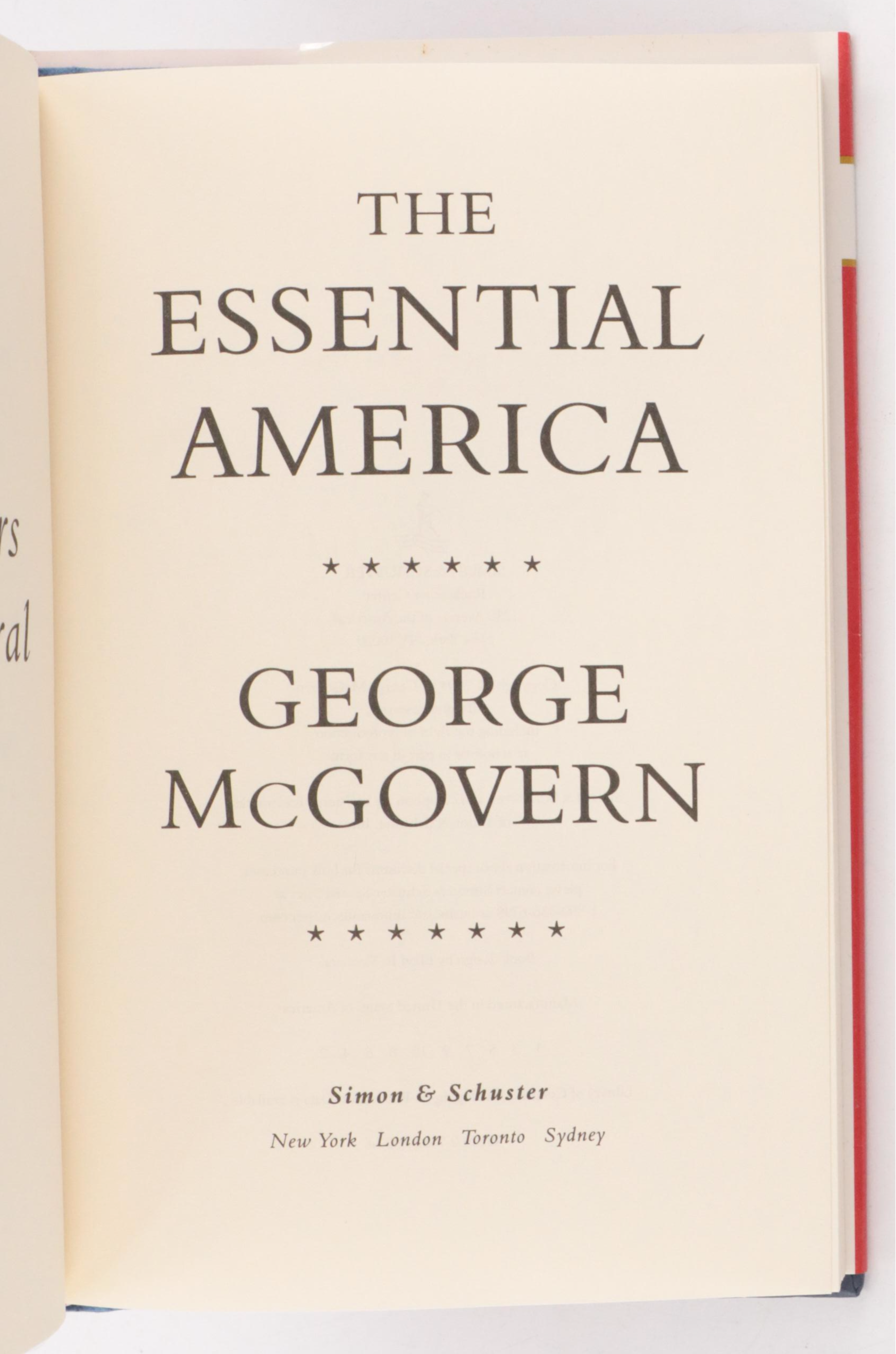 Signed First Edition "The Essential America" by George McGovern and ...