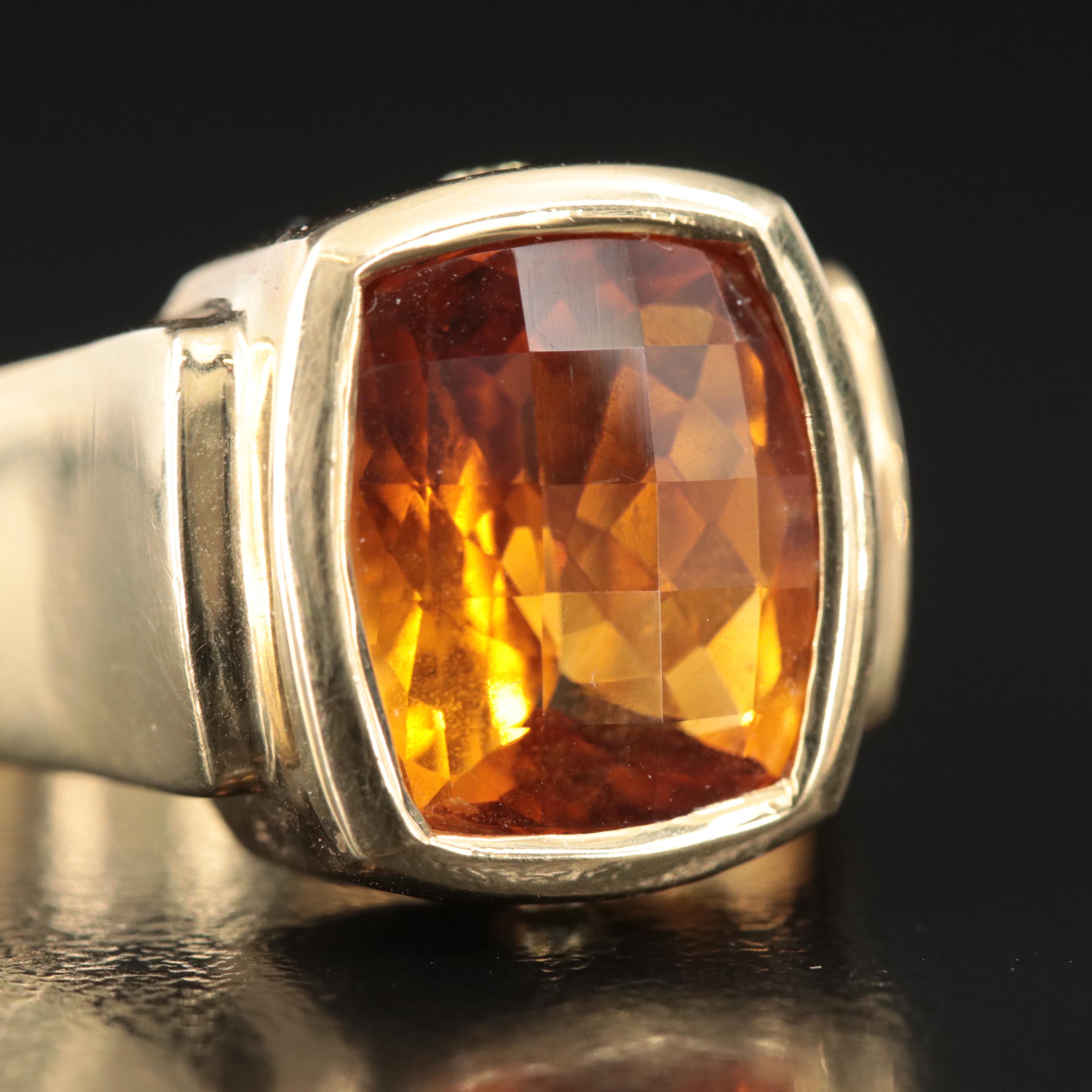 18K Citrine and Lab Grown Fancy Yellow Diamond Ring | Everything But ...