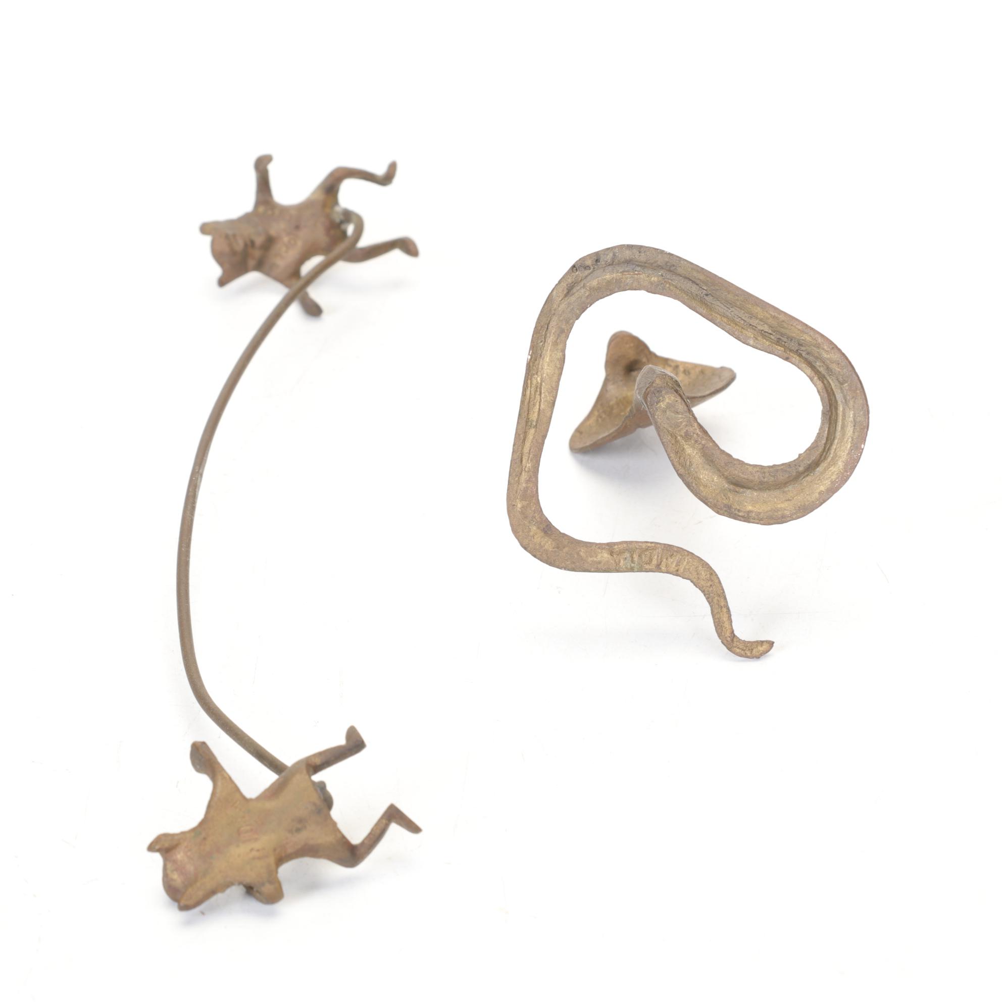 Brass Kinetic Bears Balancing on Cobra, Pig Belt Buckle, Bells, and ...