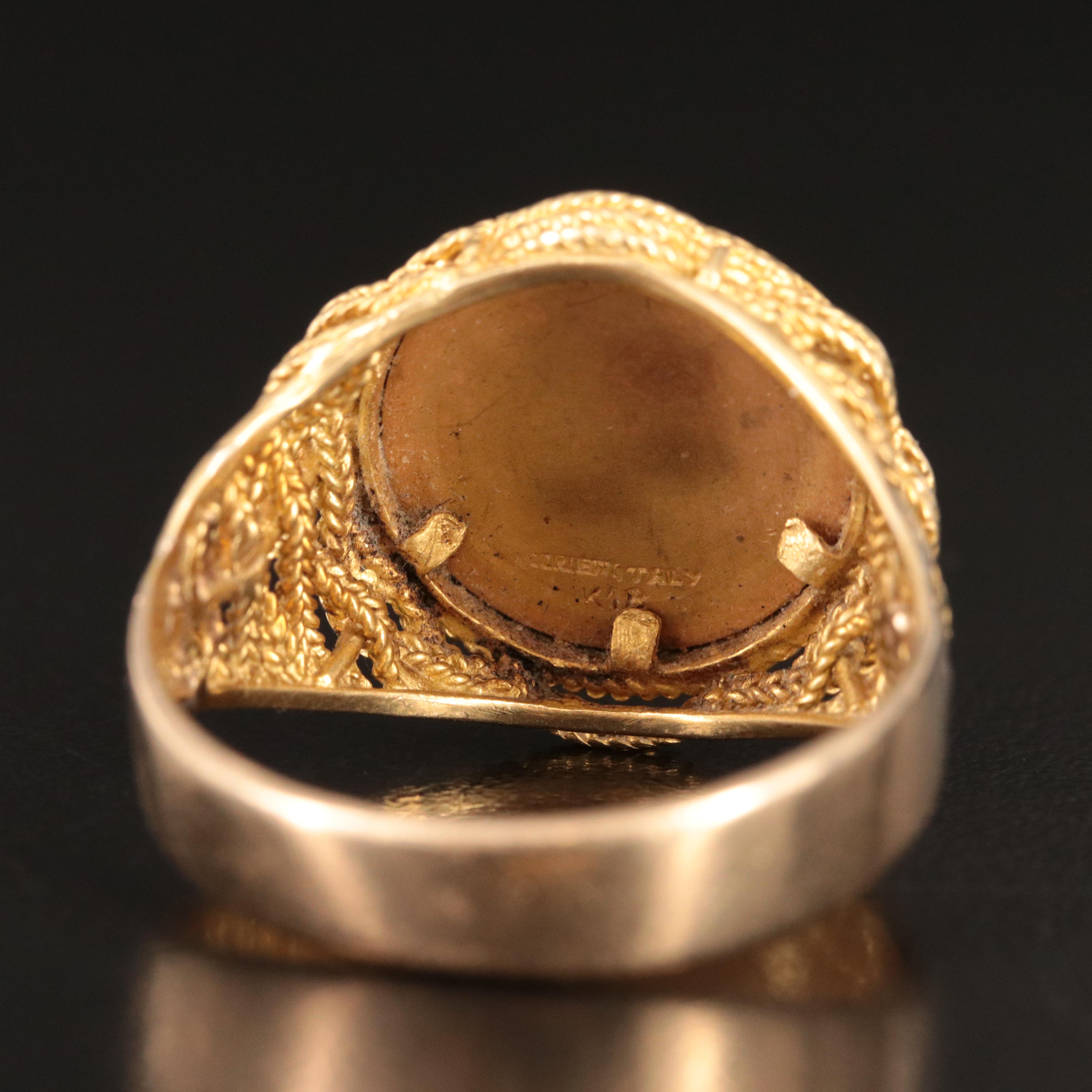 Italian Corletto 18K Basket Weave Ring with Medallion | Everything But ...