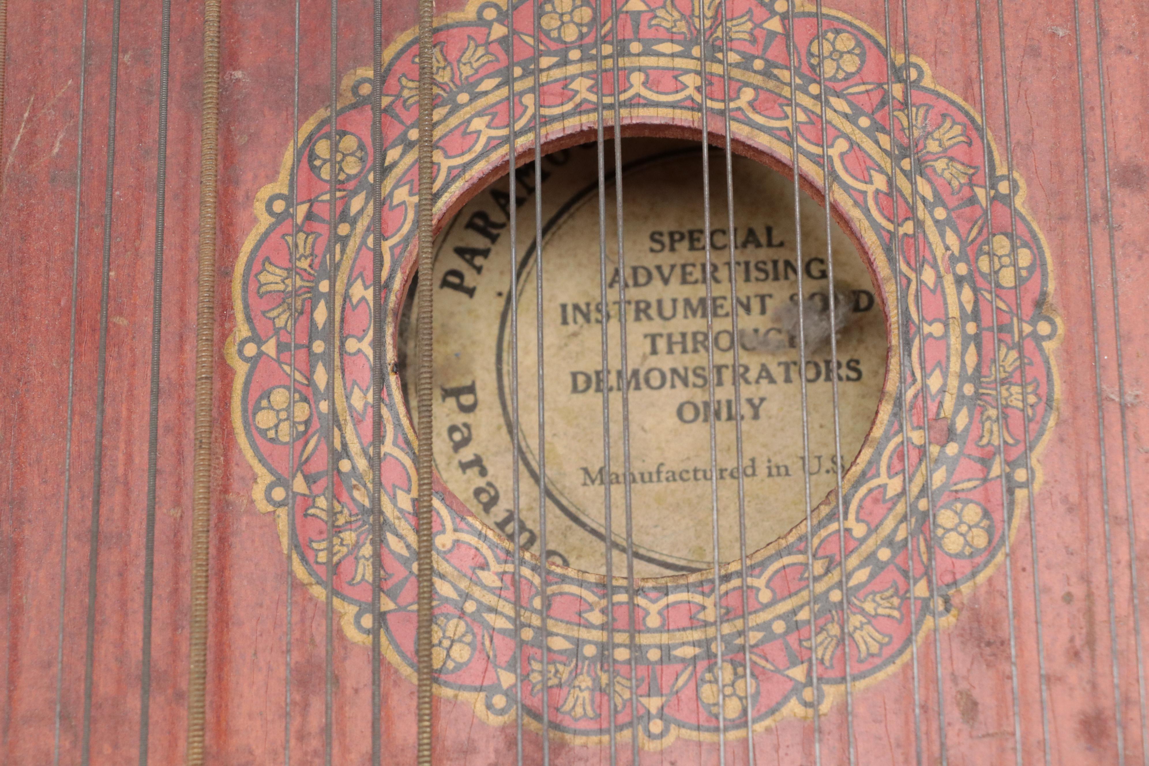 Paramount Harp Zither with Printed Decorations, Early to Mid-20th ...