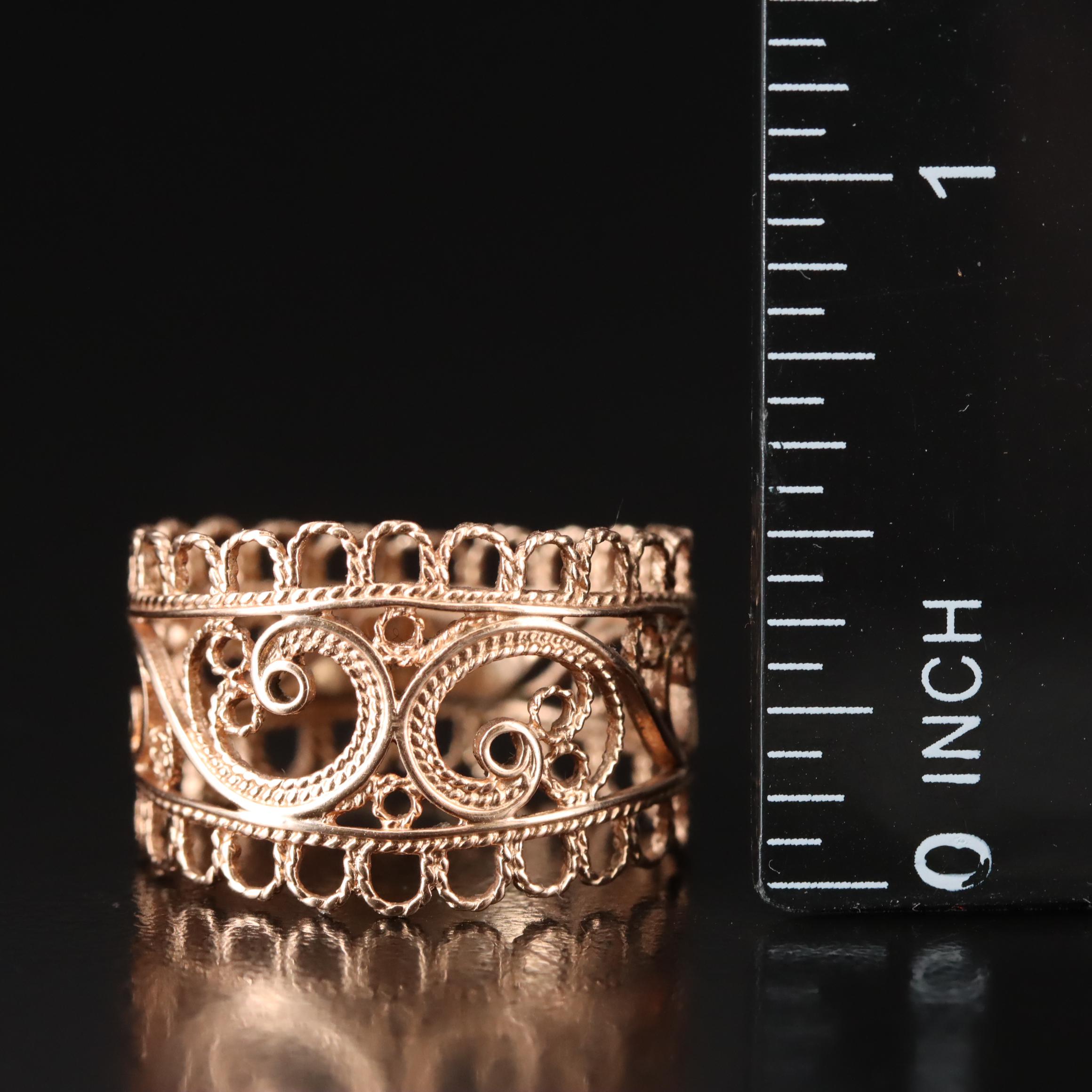 Soviet Russian 14K Rose Gold Filigree Ring | Everything But The House