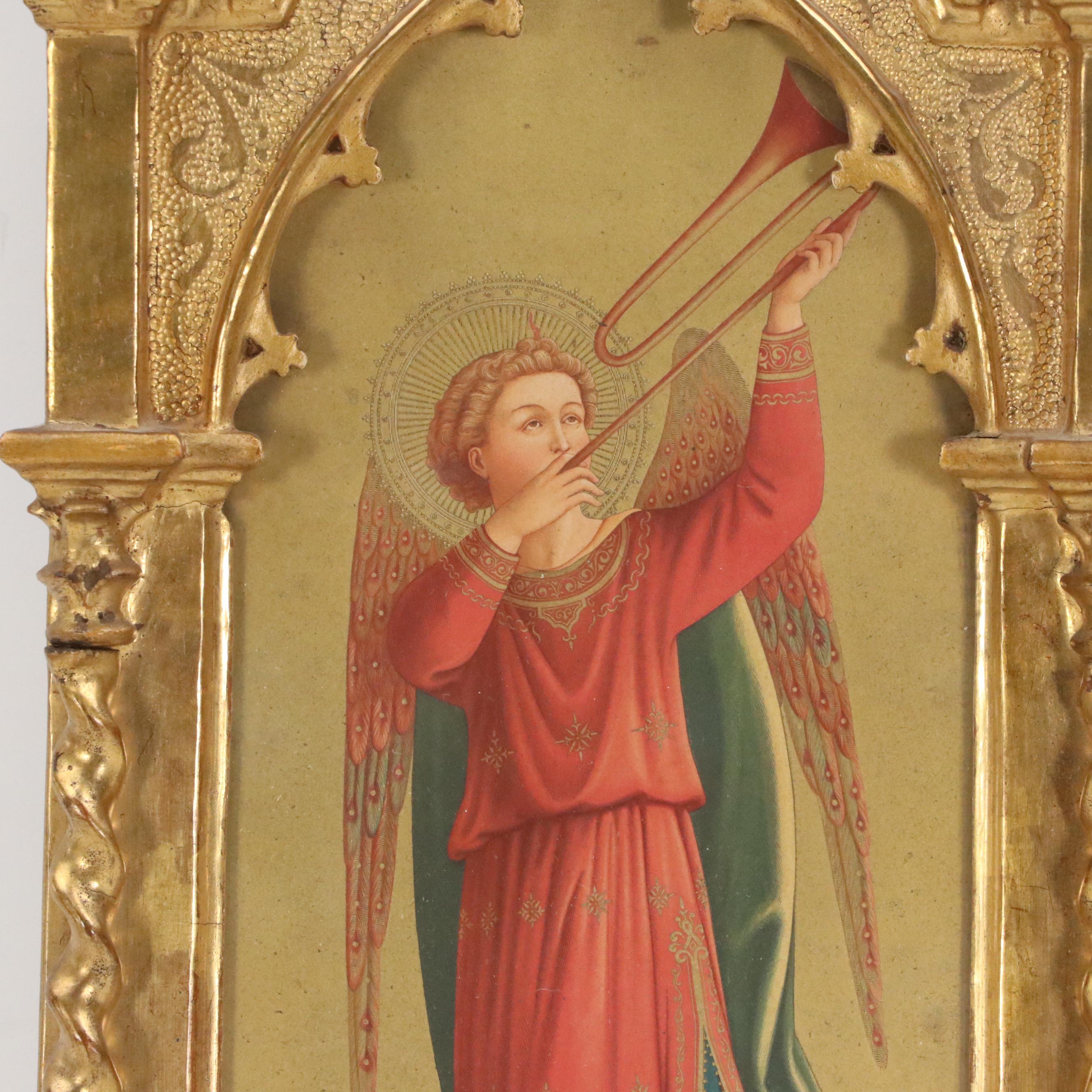 Neo-Gothic Wood Engraving of Angel "Gloria in Excelsis!" | EBTH