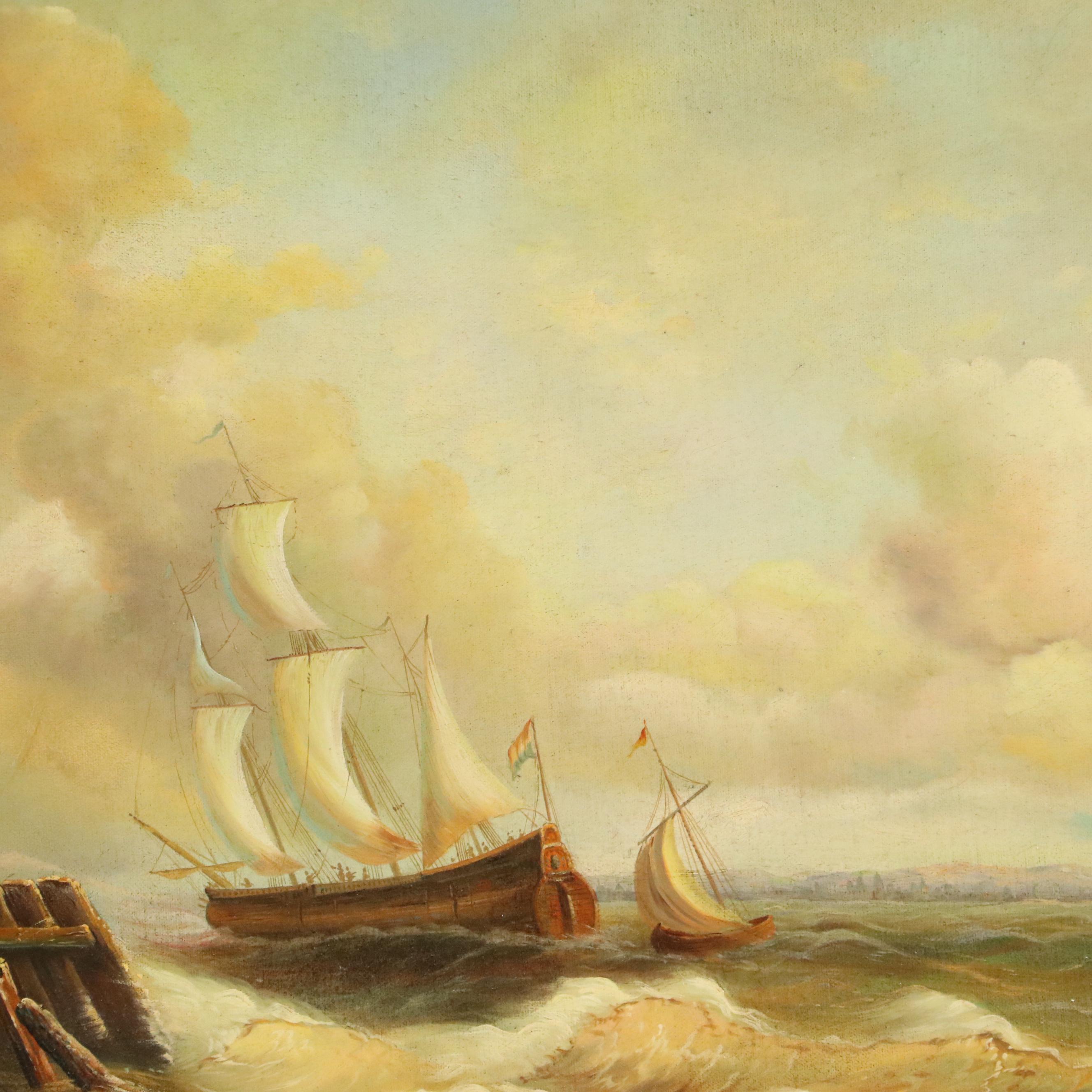 E. Ponthier Maritime Scene Oil Painting | EBTH