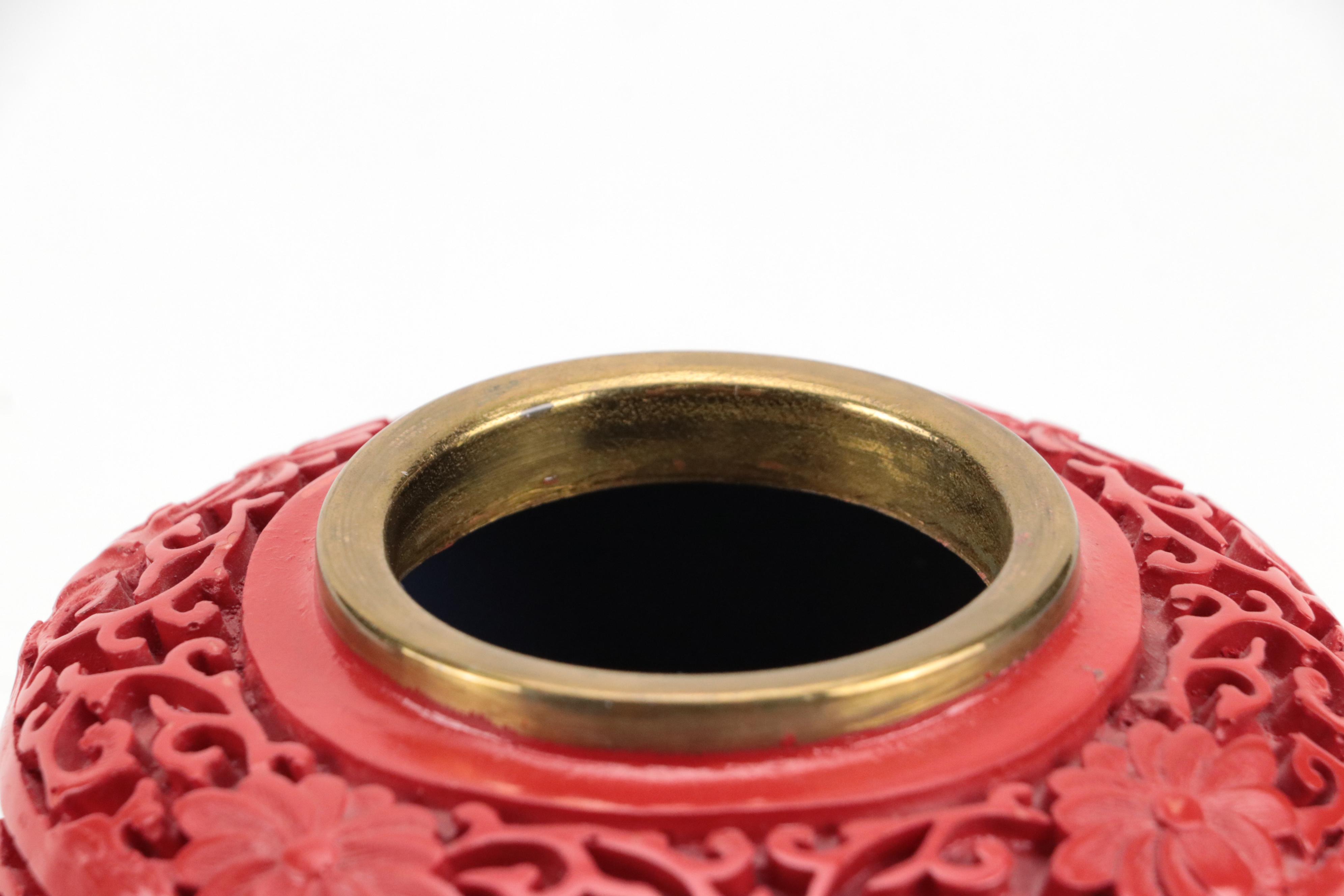 Japanese Style Hina Doll and Cinnabar Style Urn | EBTH