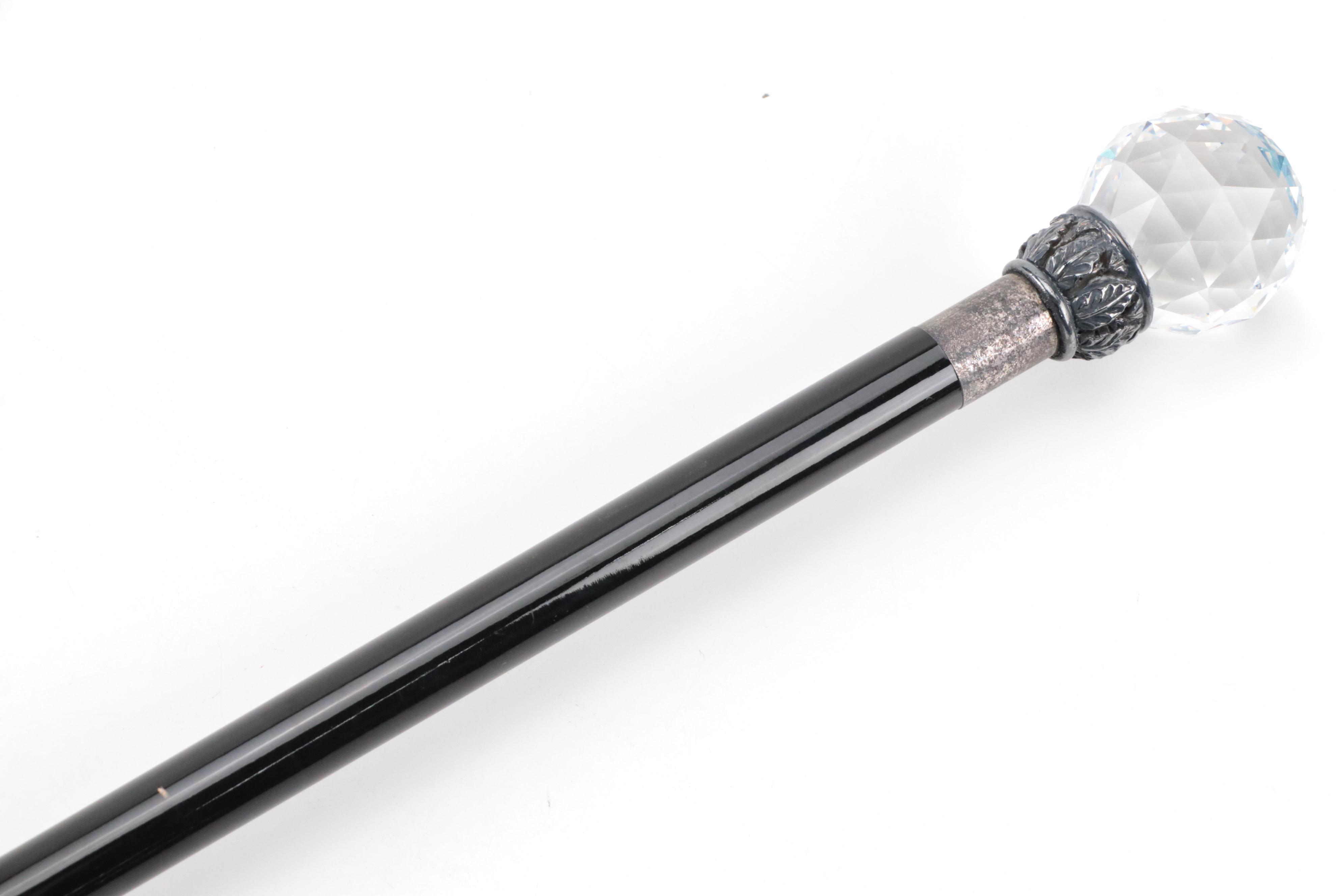 Italian Walking Stick With Crystal Knob and Painted Wooden Shillelagh ...