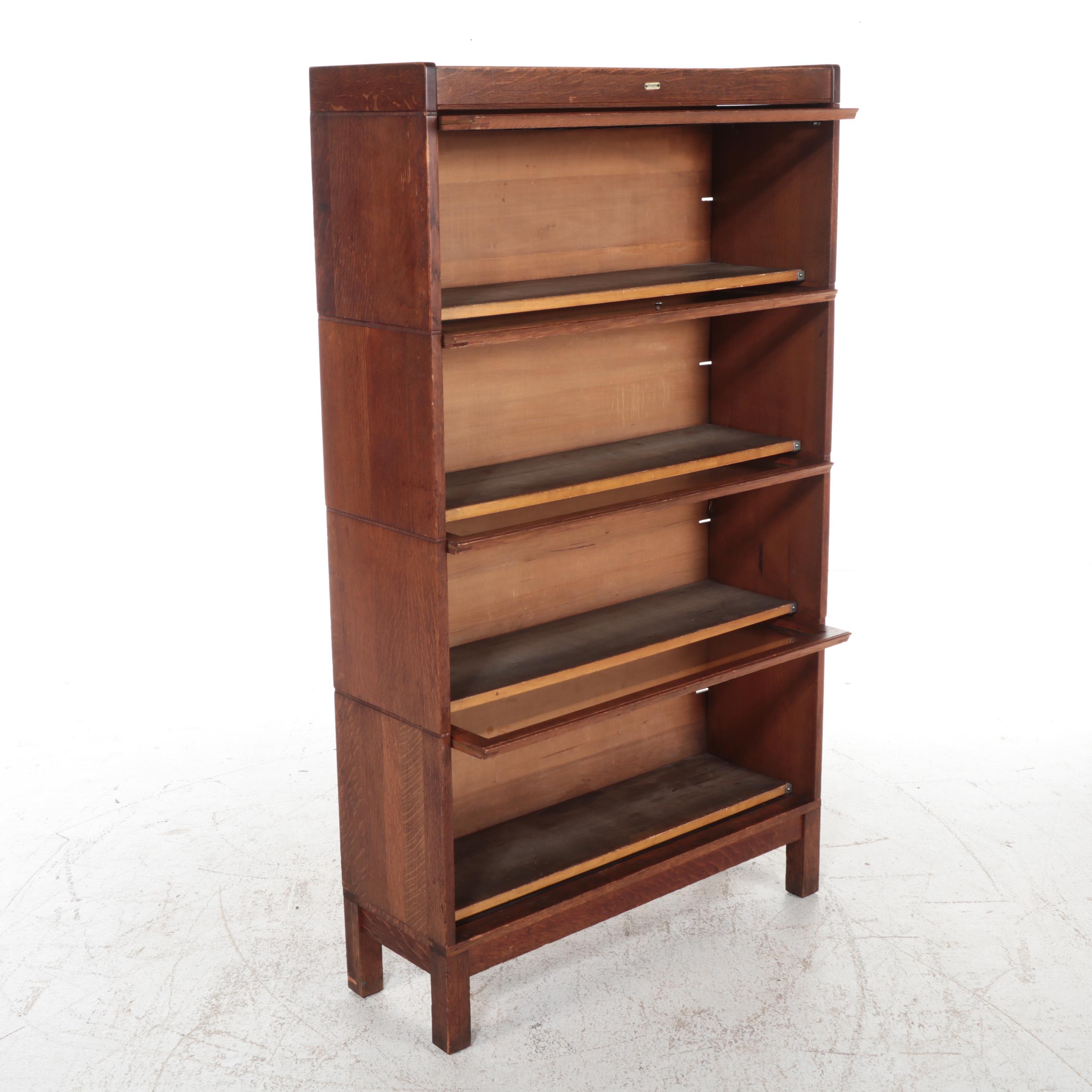 Lundstrom Four-Stack Quartersawn Oak and Leaded Glass Barrister's ...