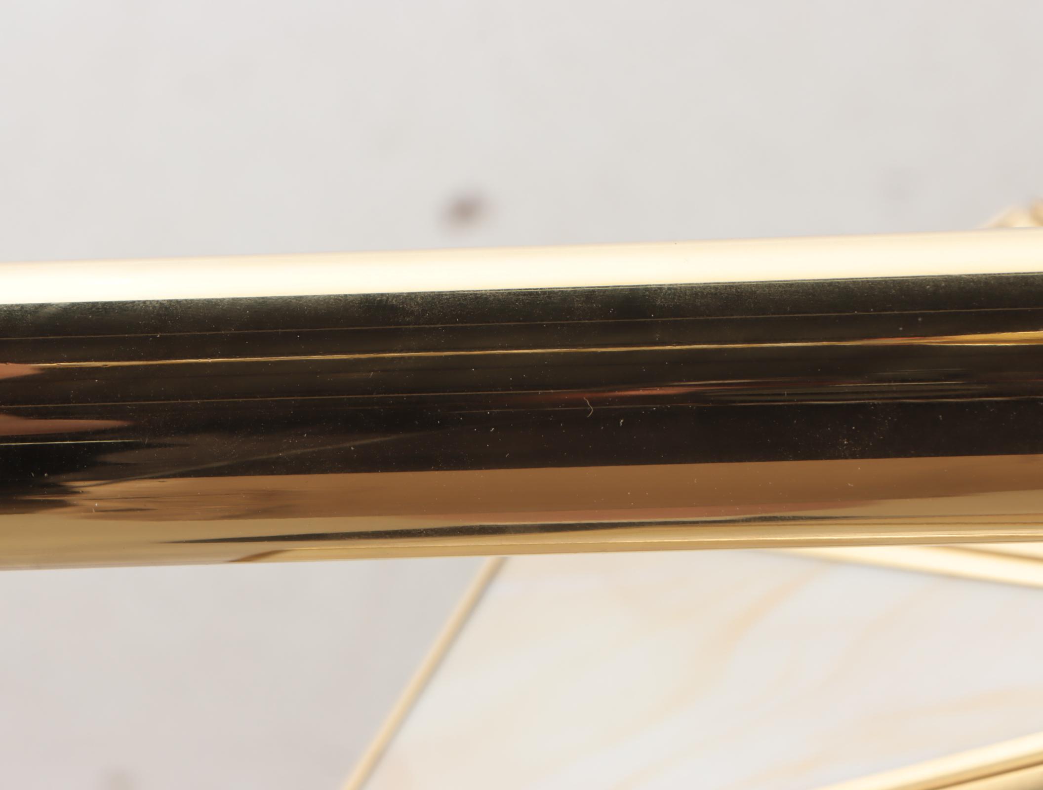 Lacquered Brass, Slag Glass & Pebbled Amber Glass Linear Billiards ...