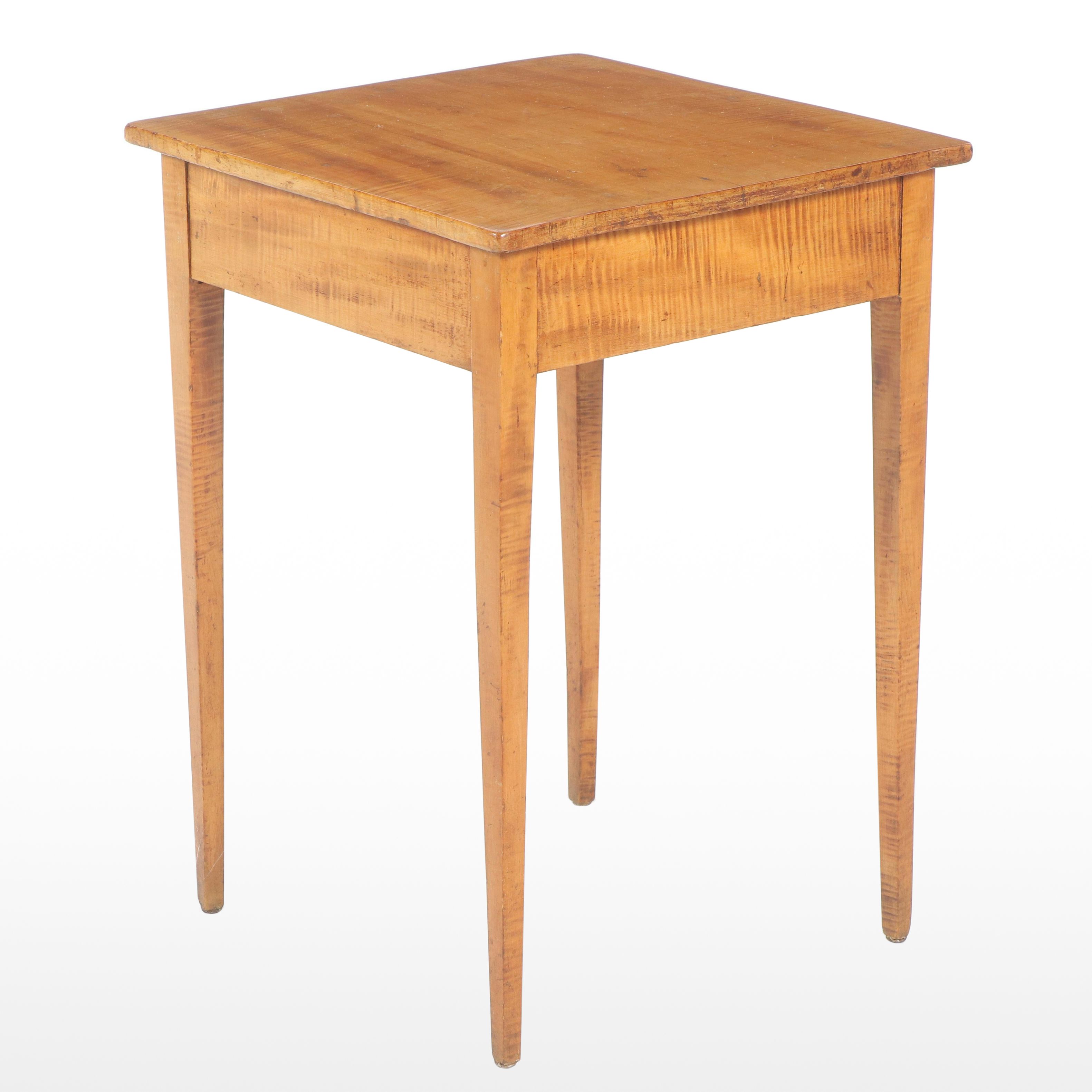 American Primitive Tiger Maple Side Table, 19th Century | Everything ...