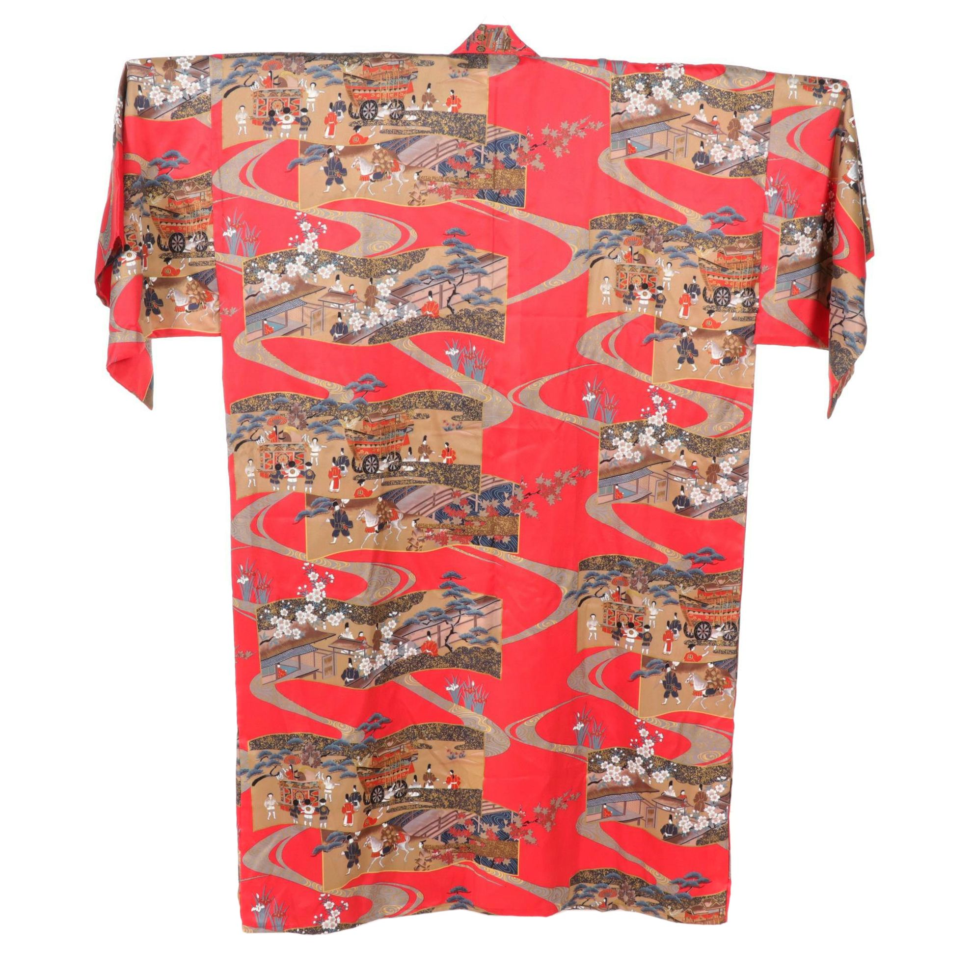 Japanese Printed Red Polyester Kimono | Everything But The House