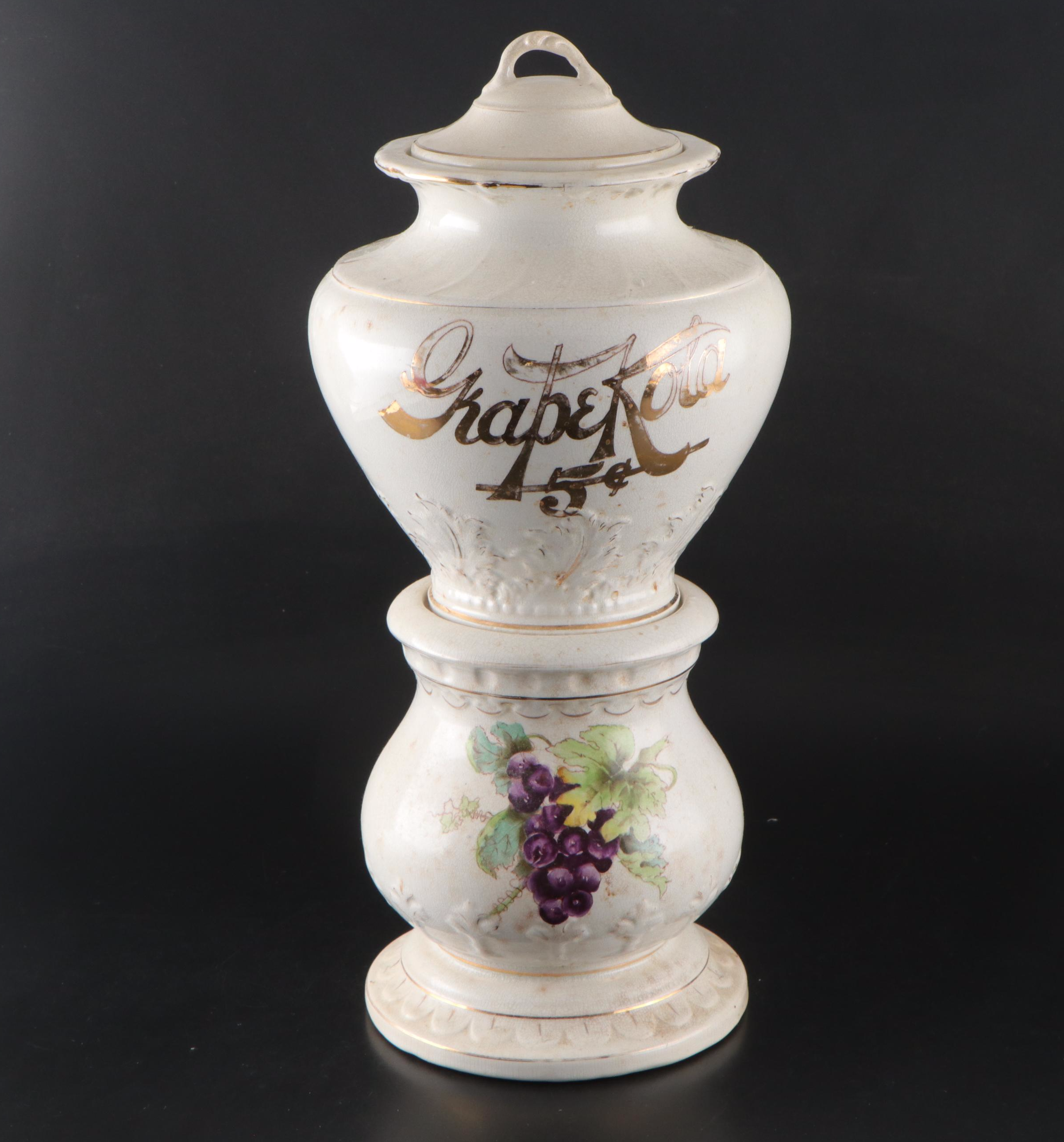 American Pottery "Grape Kola" Syrup Dispenser, Late 19th/Early 20th C ...