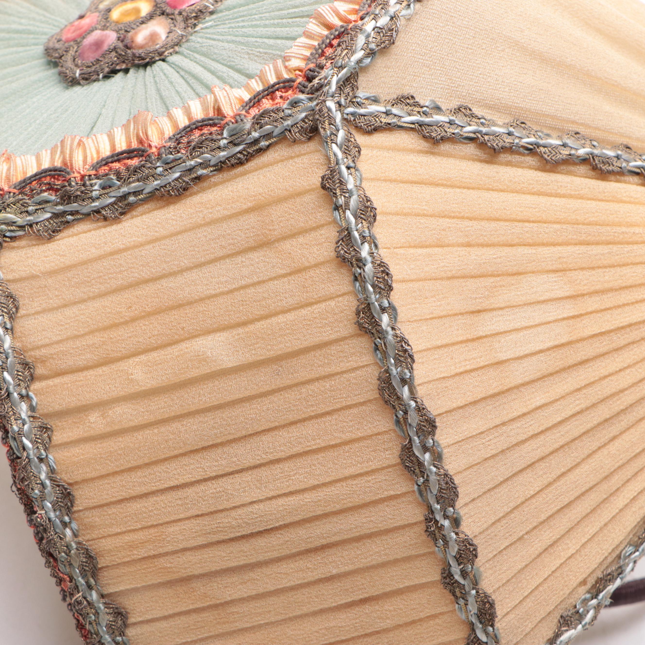 Victorian Ruched Fabric and Floral Motif Headboard Lamp, Early 20th C ...