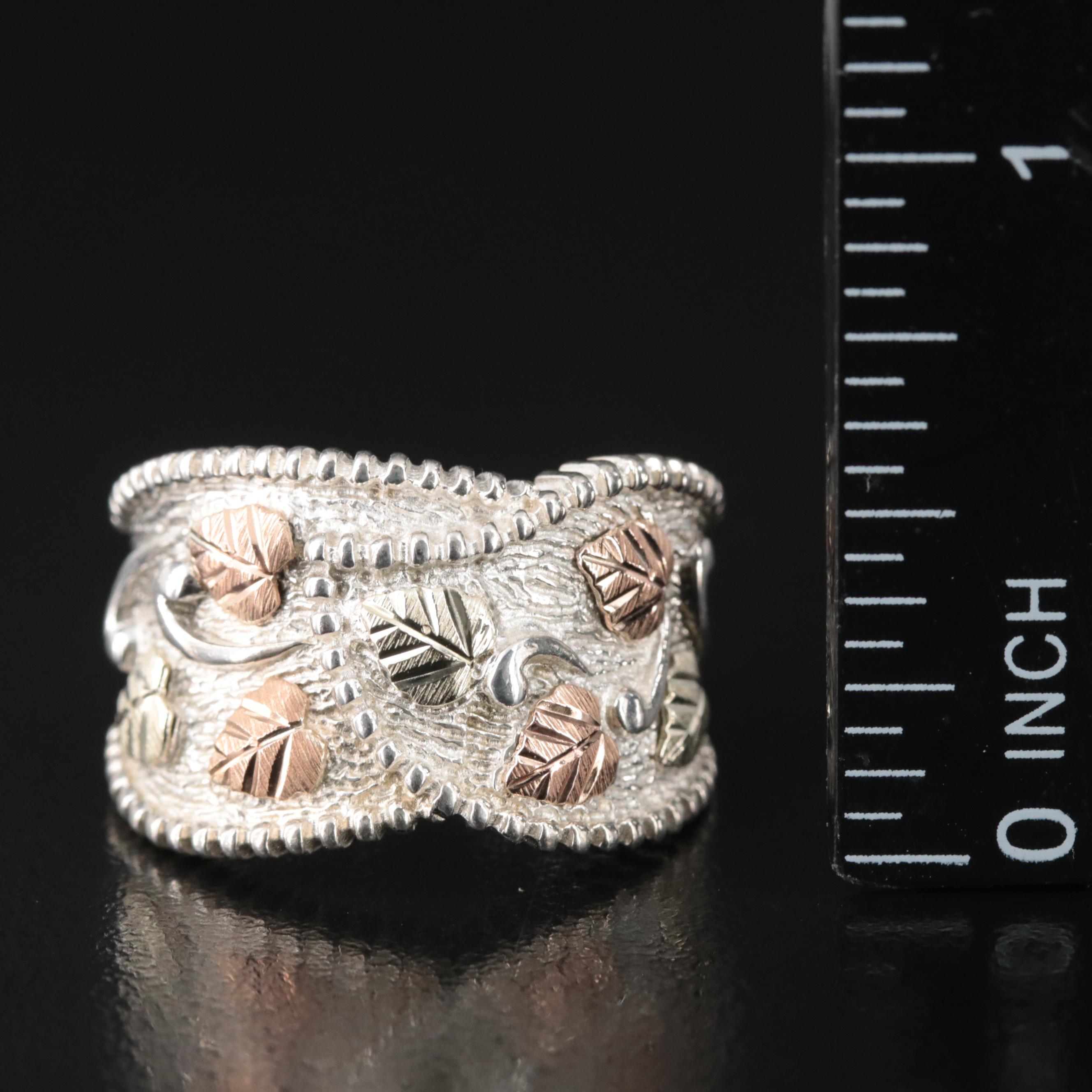 Coleman Black Hills Gold Sterling Ring with 12K Rose and Green Gold ...