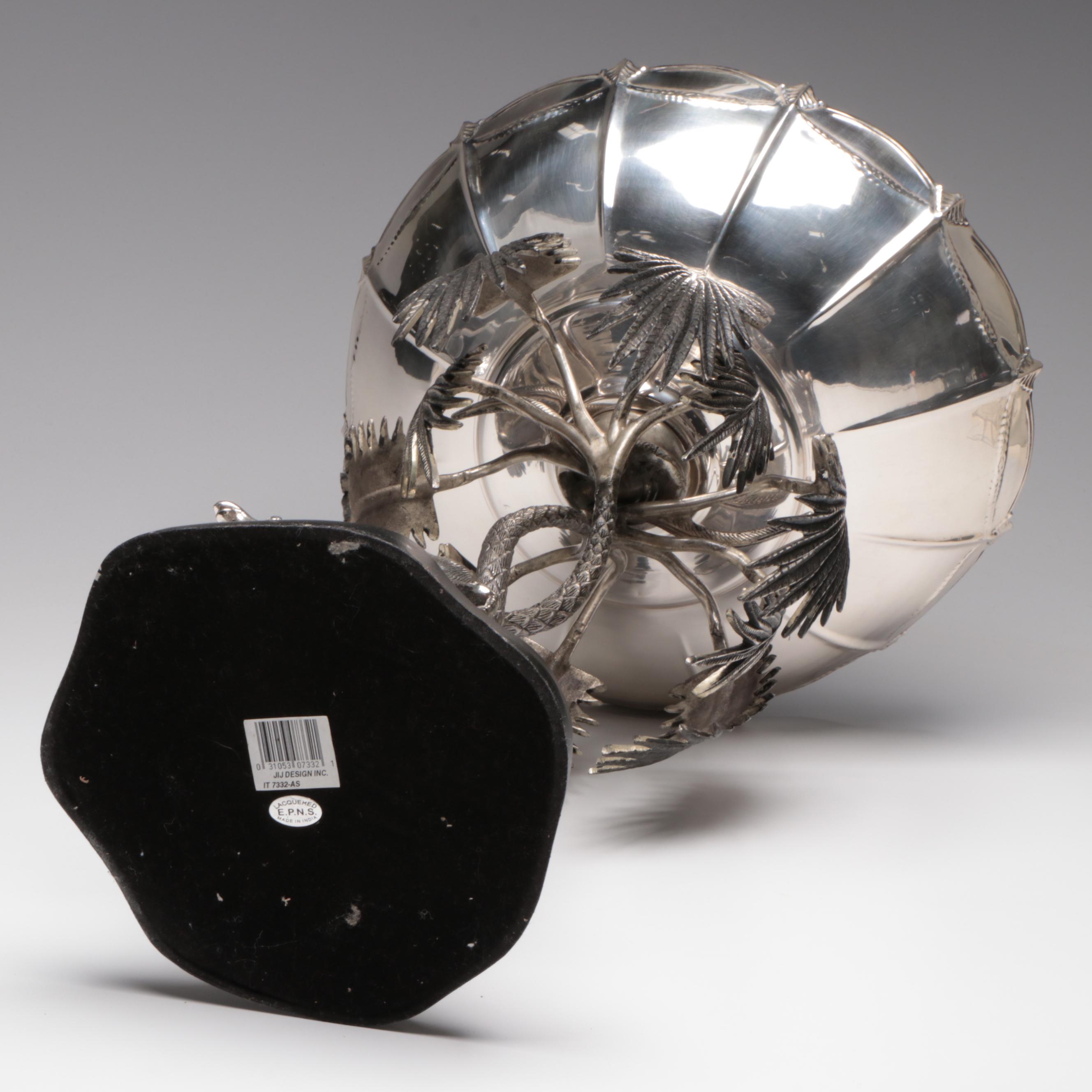 JIJ Designs Silver Plate Egyptian Revival Figural Centerpiece Compote ...