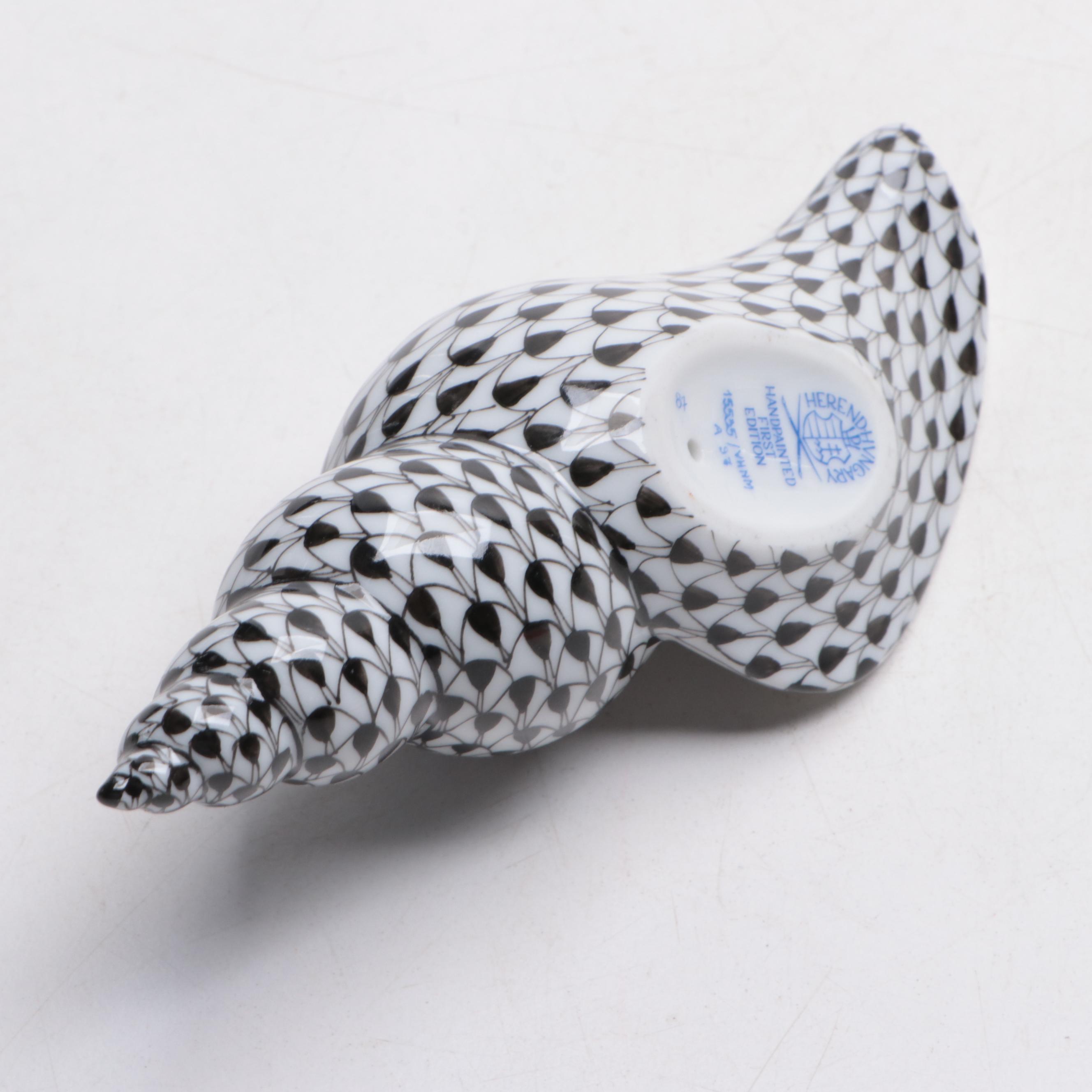 Herend First Edition Black Fishnet with Gold "Tulip Shell" Porcelain ...