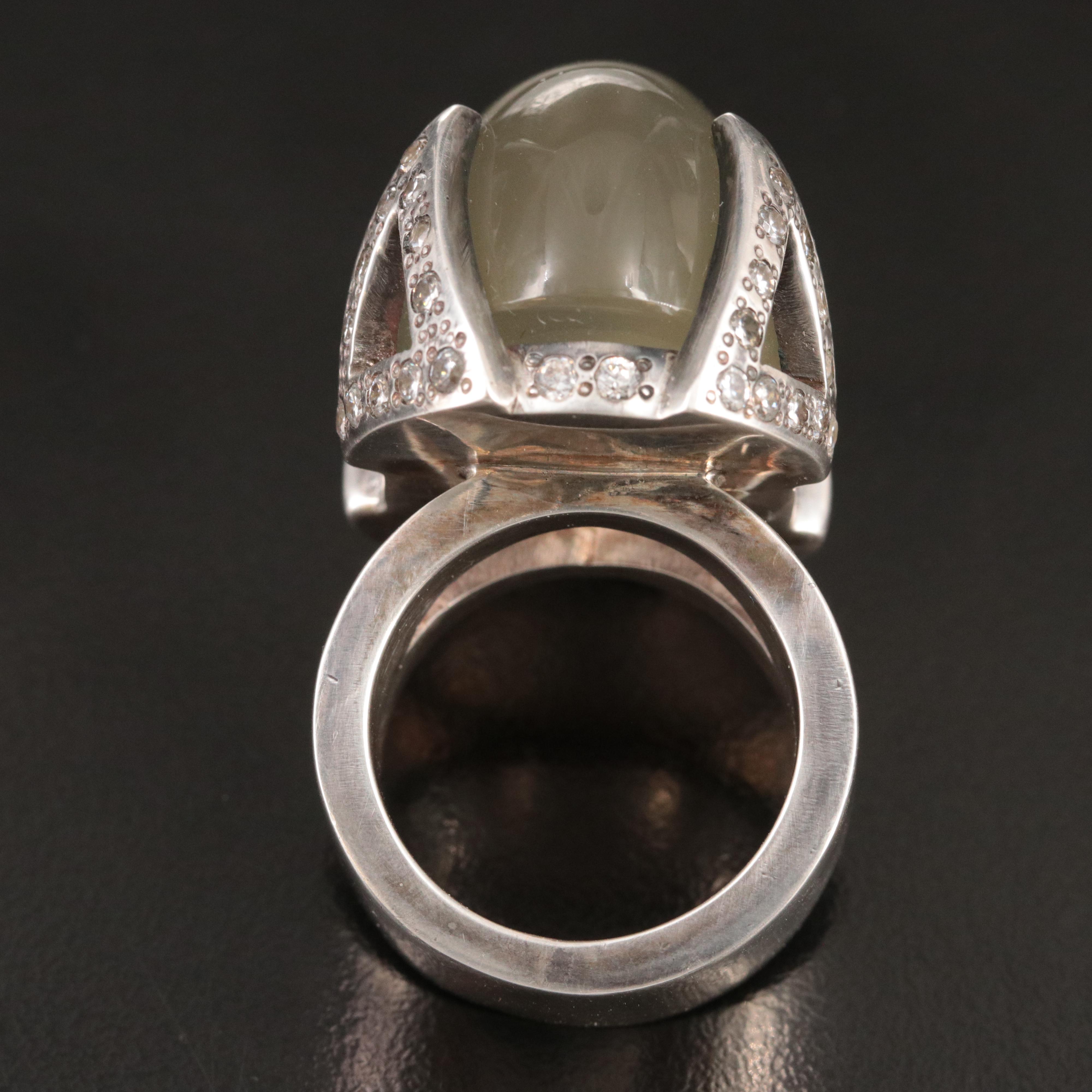 Barry Brinker 950 Silver Moonstone and CZ Ring | EBTH