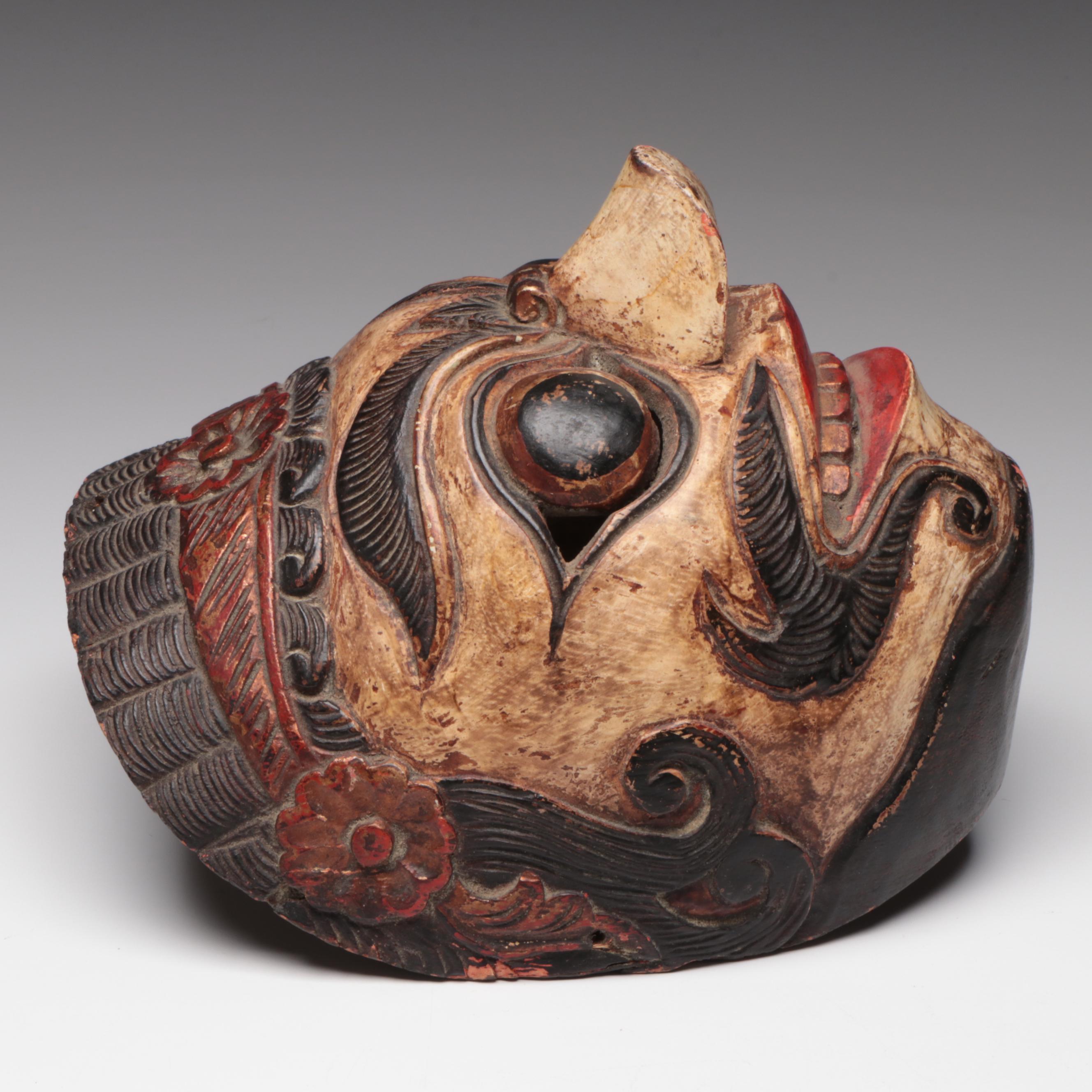 Antique Javanese Carved and Polychromed Wood Topeng Dance Mask ...