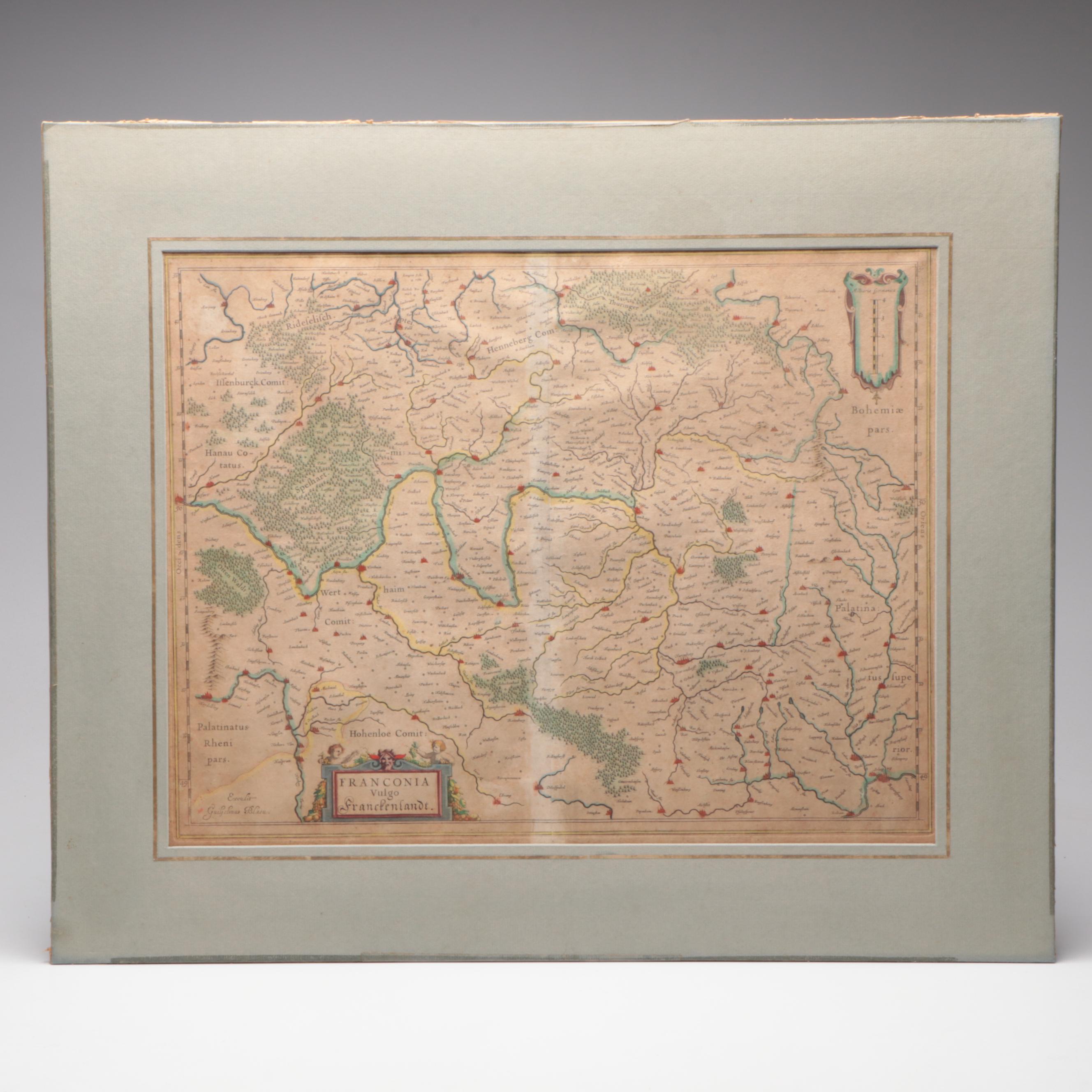 Willem Bleau Hand-Colored Engraving Map of Germany, c. 1635 ...