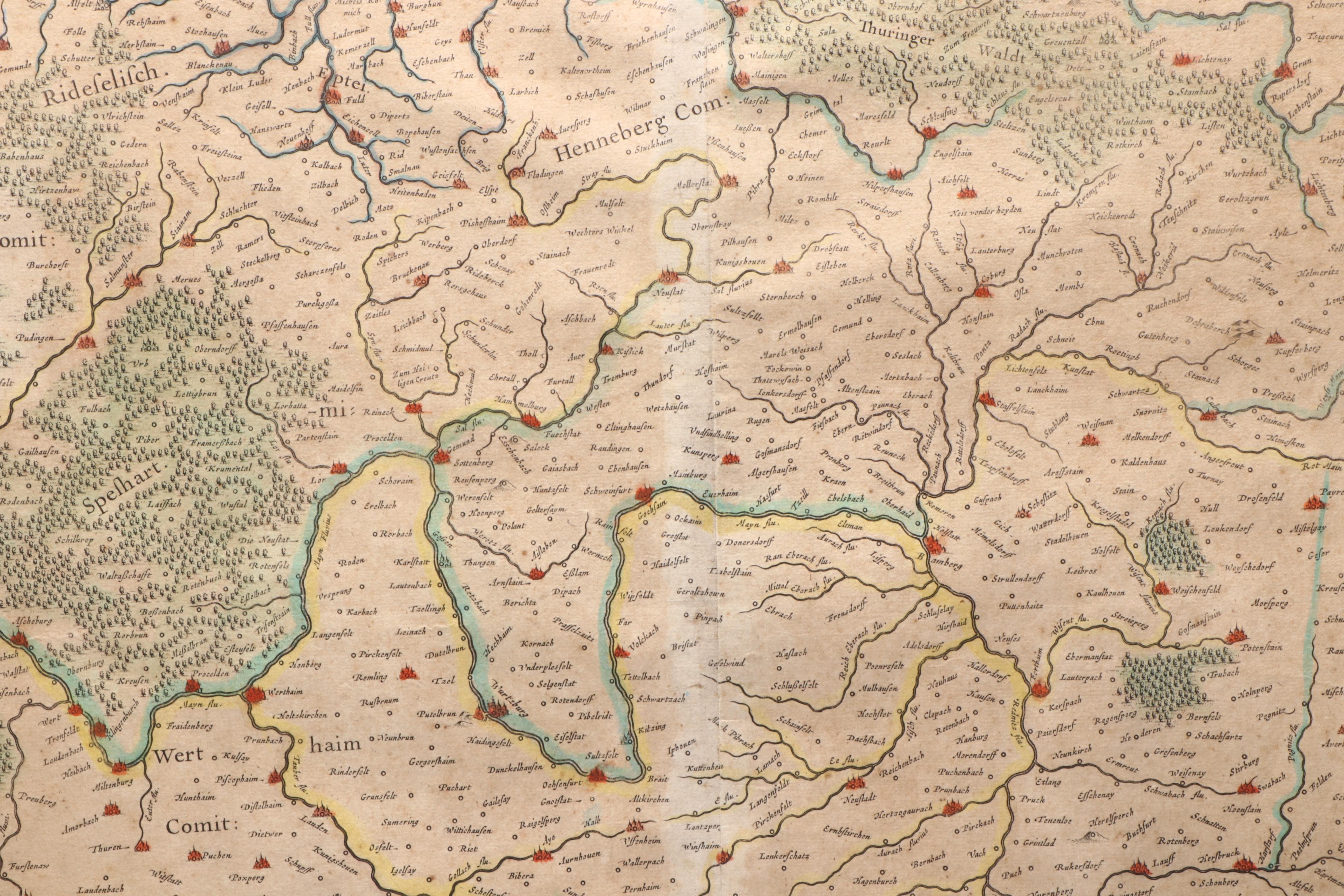 Willem Bleau Hand-Colored Engraving Map of Germany, c. 1635 ...