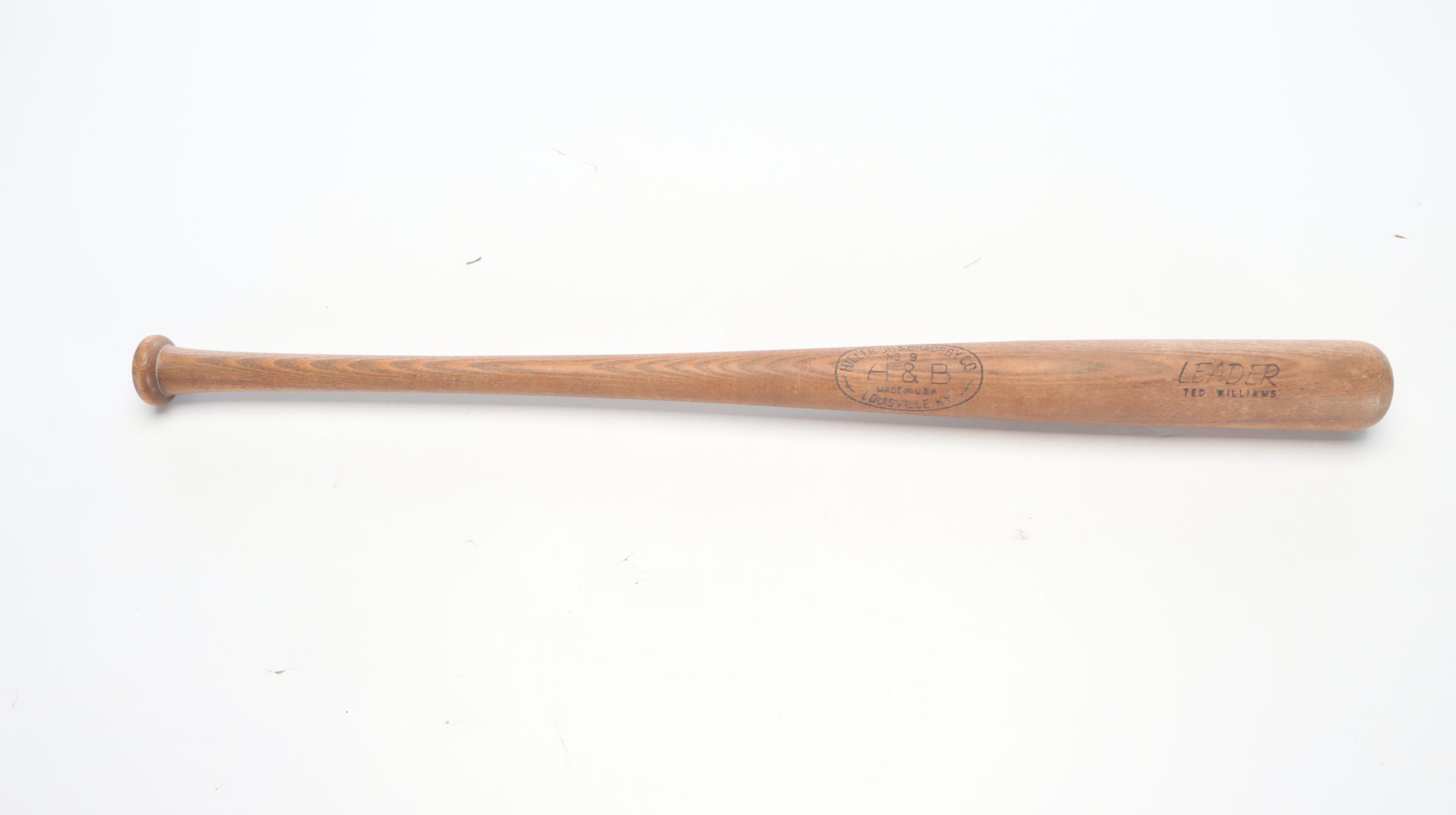 Ted Williams Player Model Baseball Bat with Boston Red Sox Framed Print ...