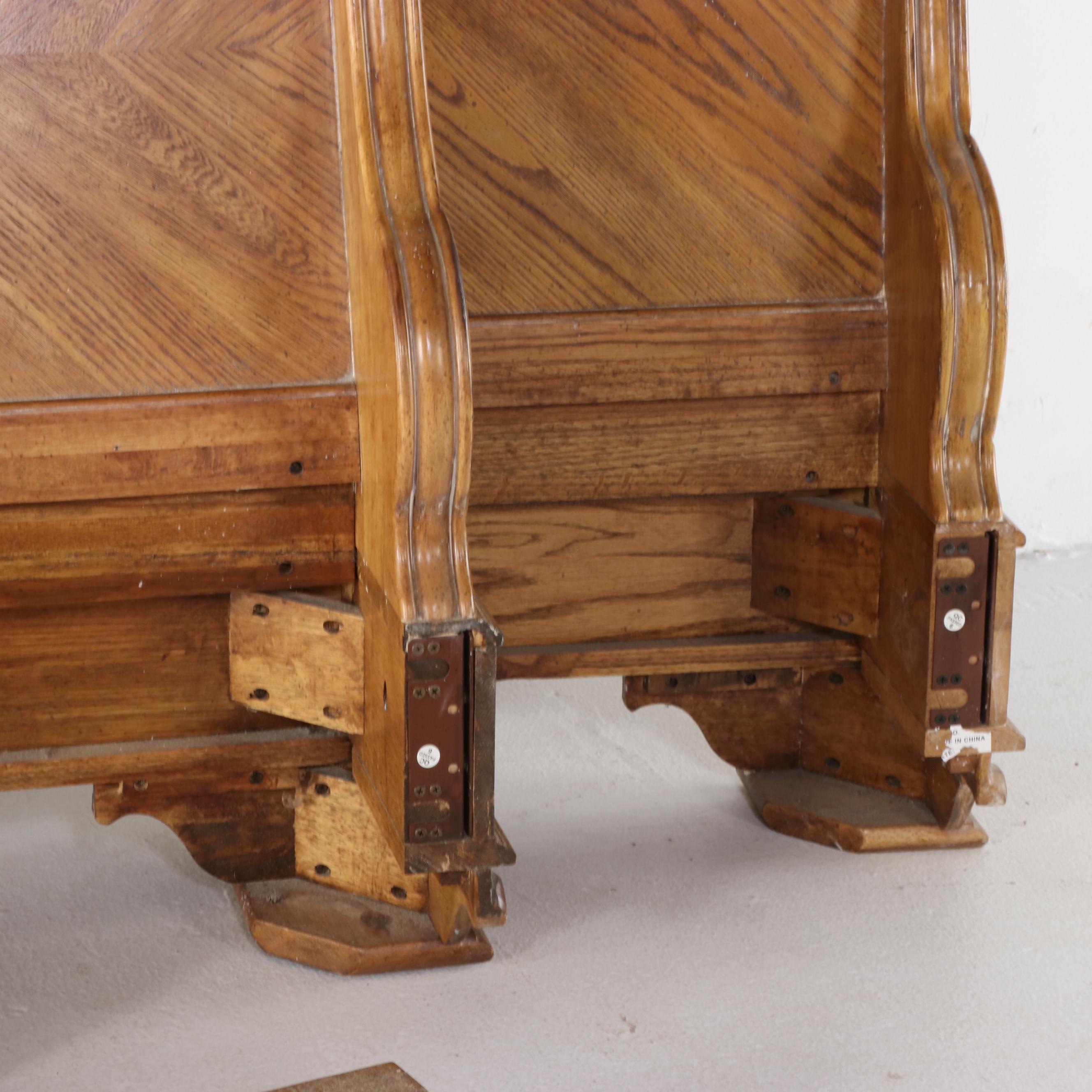 Louis Philippe Style Carved Oak Sleigh Bed Frame | Everything But The House
