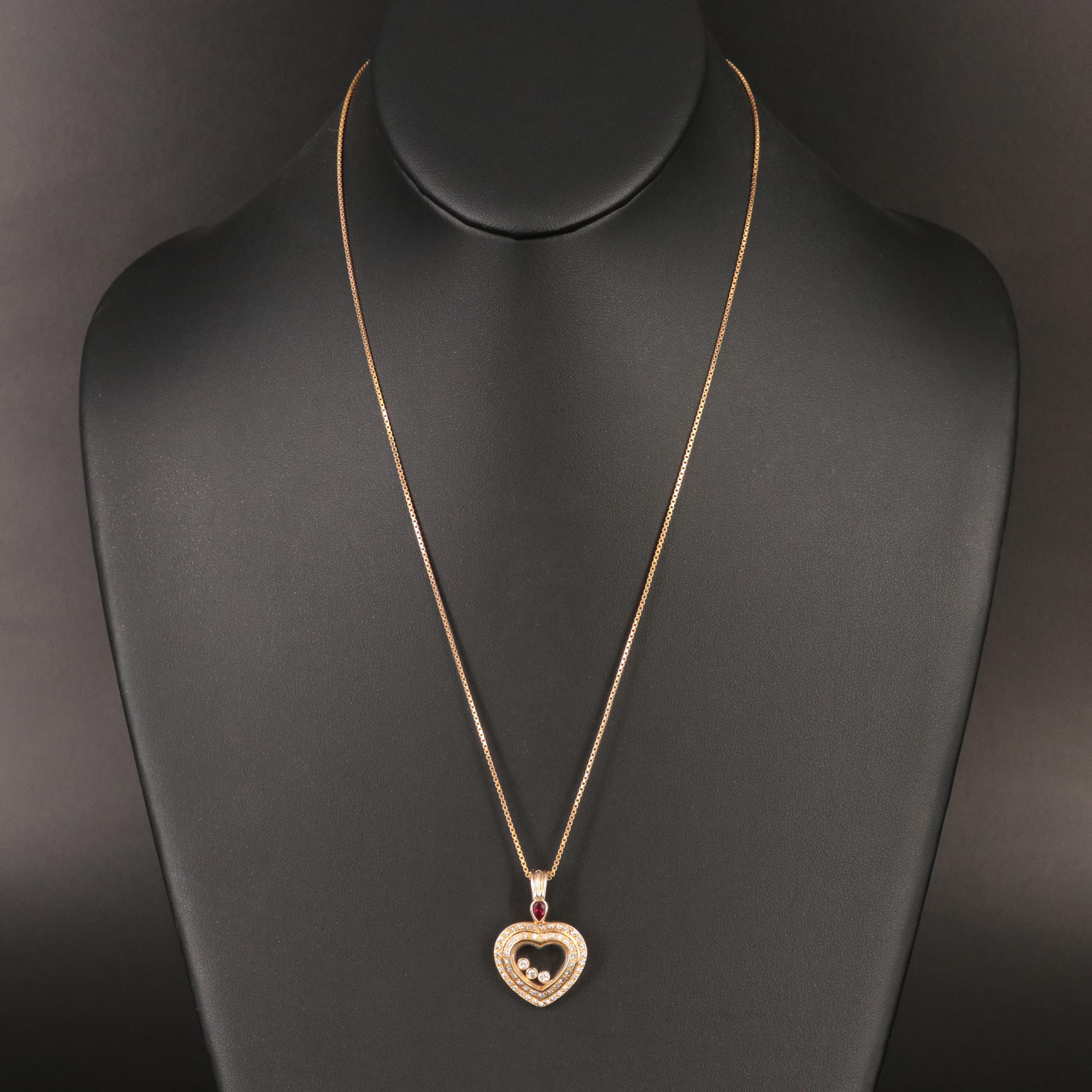 14K Floating Diamond and Ruby Enhancer Pendant on Box Chain ...