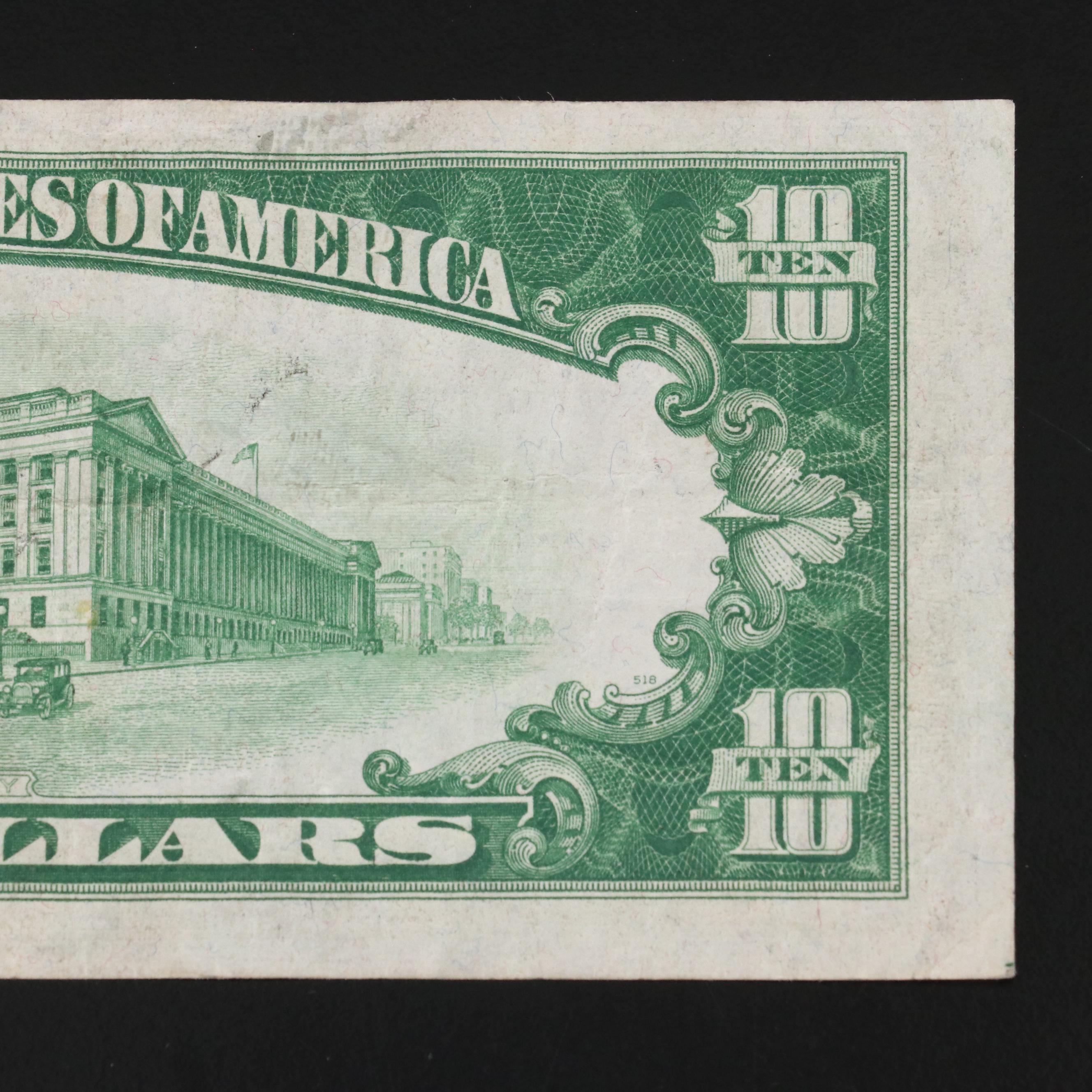 1934 Ten Dollar Federal Reserve Star Note | Everything But The House