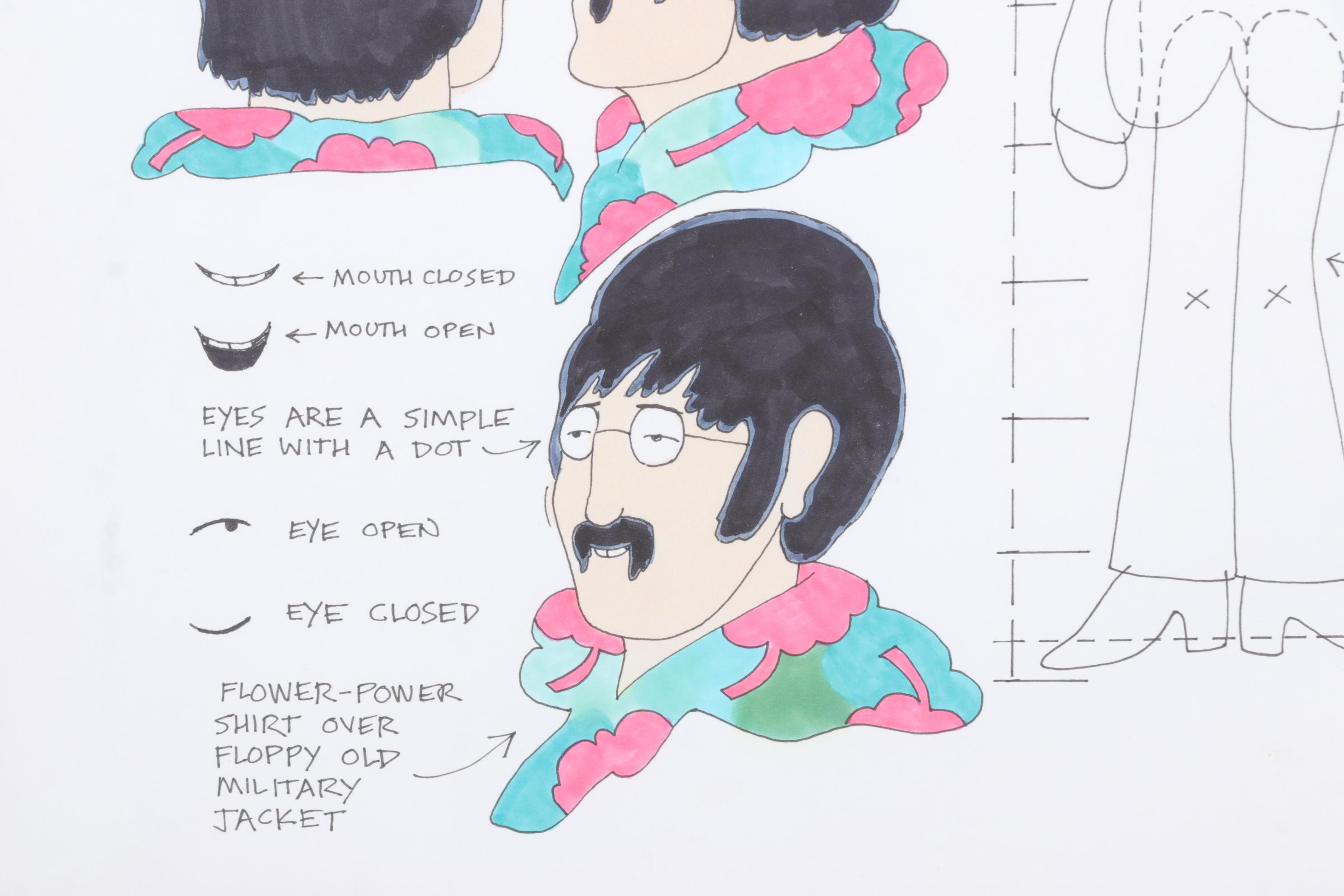 Ron Campbell Yellow Submarine Animation Model Sheet Featuring John ...