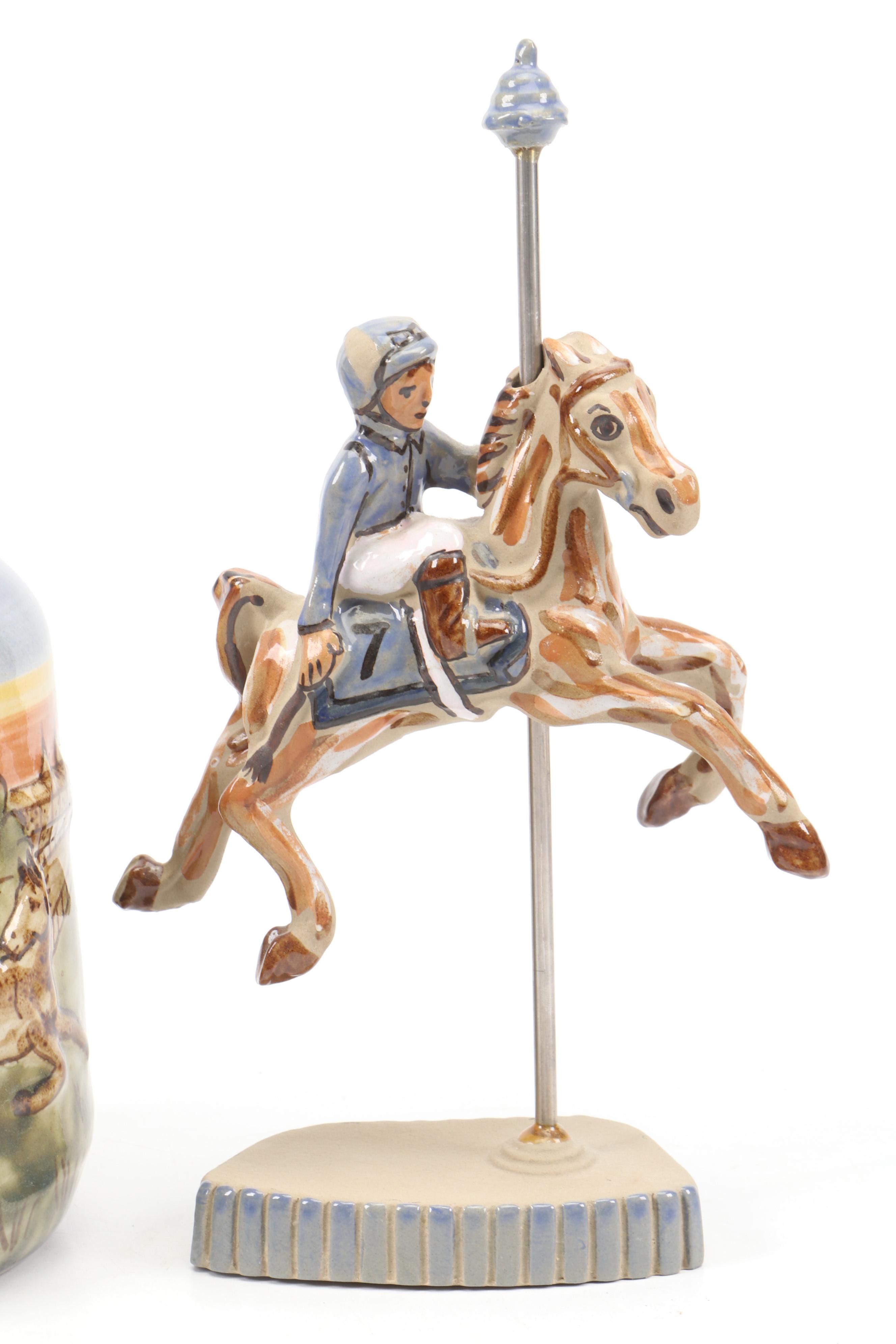 Louisville Stoneware Louie Bottle and Stoneware Carousel Horse Figurine ...