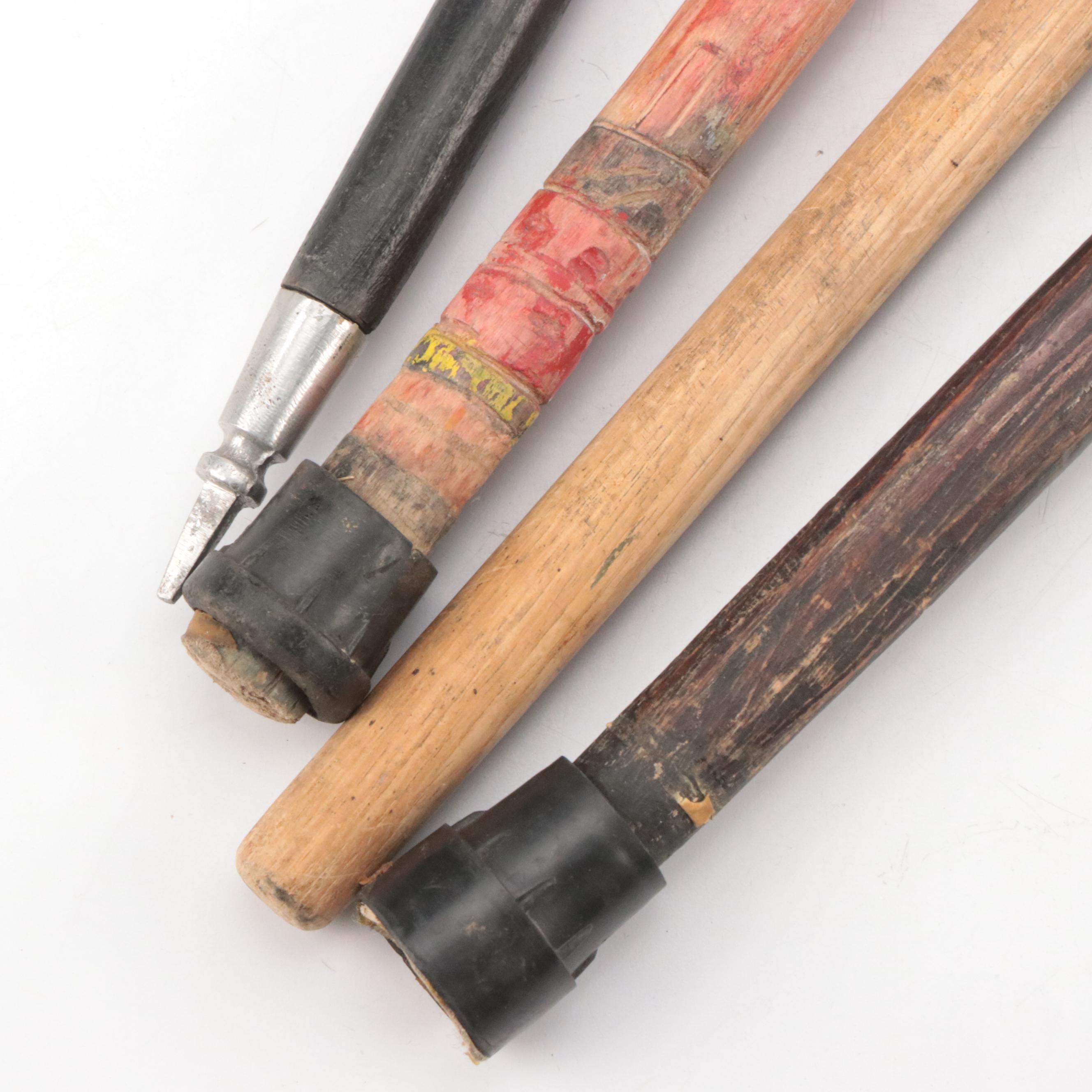 Carved Goose Head Walking Stick With Polychrome and Other Canes ...