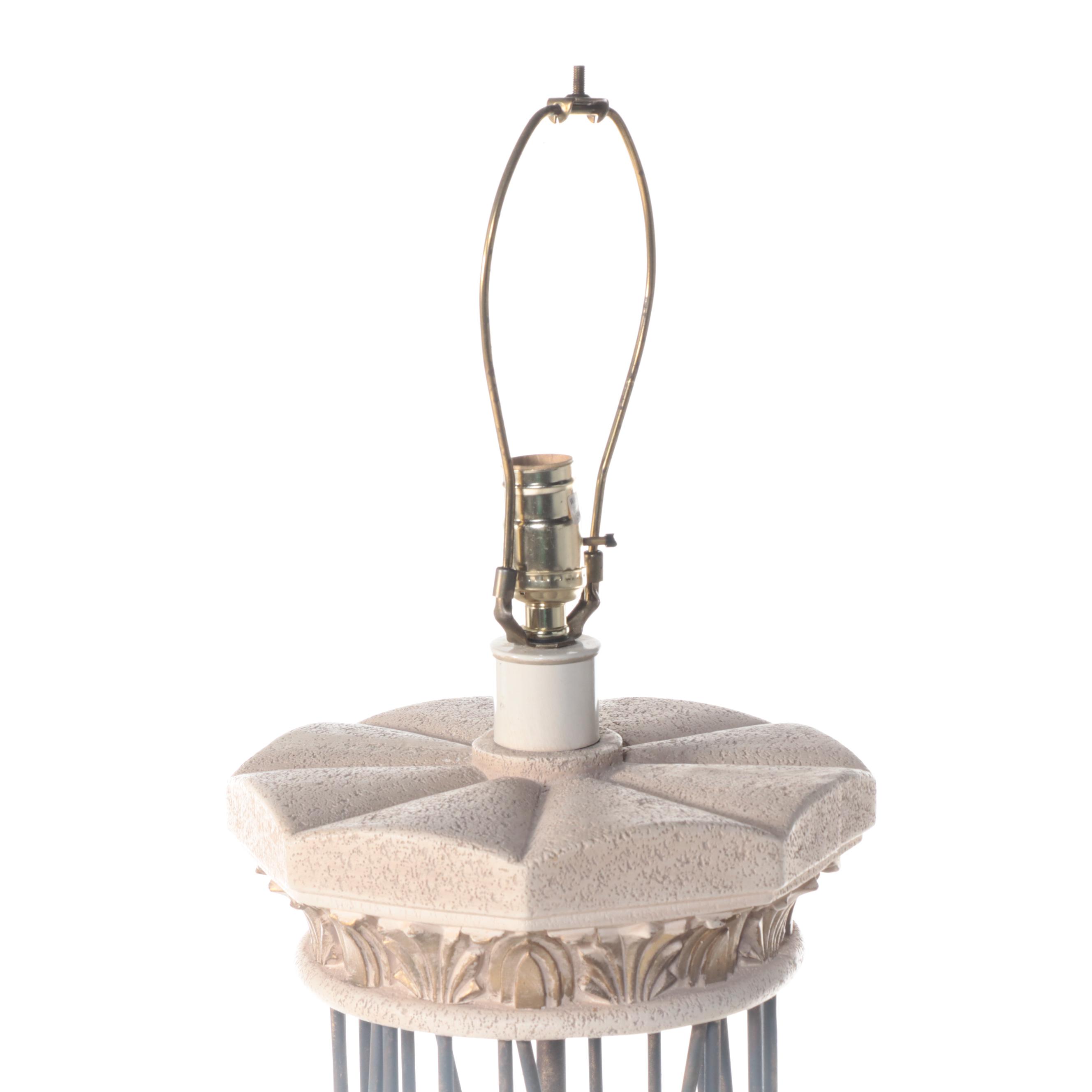 Floor Lamp with Metal and Resin Caged Column Base | Everything But The ...