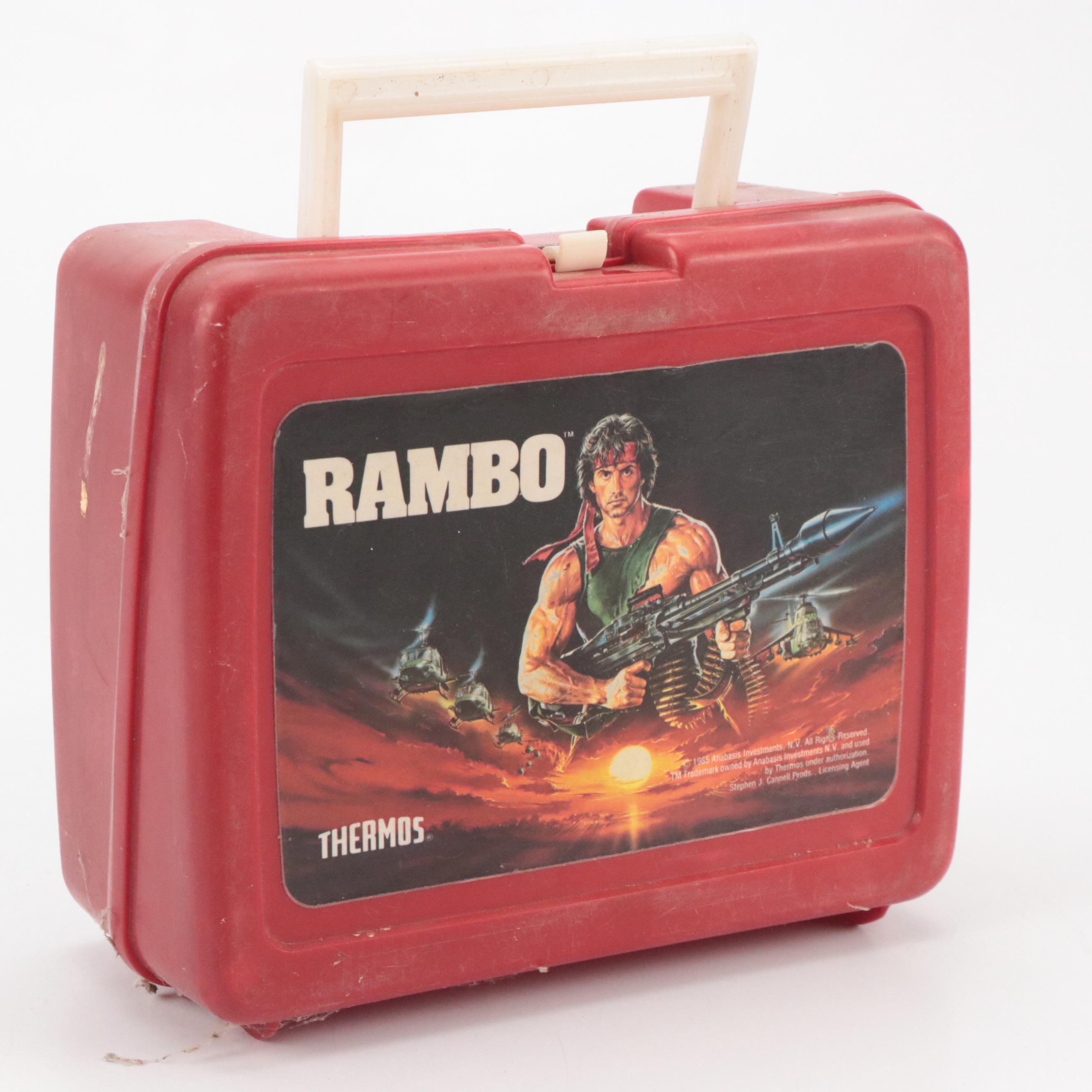 Aladdin "G.I. Joe" Plastic Lunchbox Set and Thermos "Rambo" Plastic ...