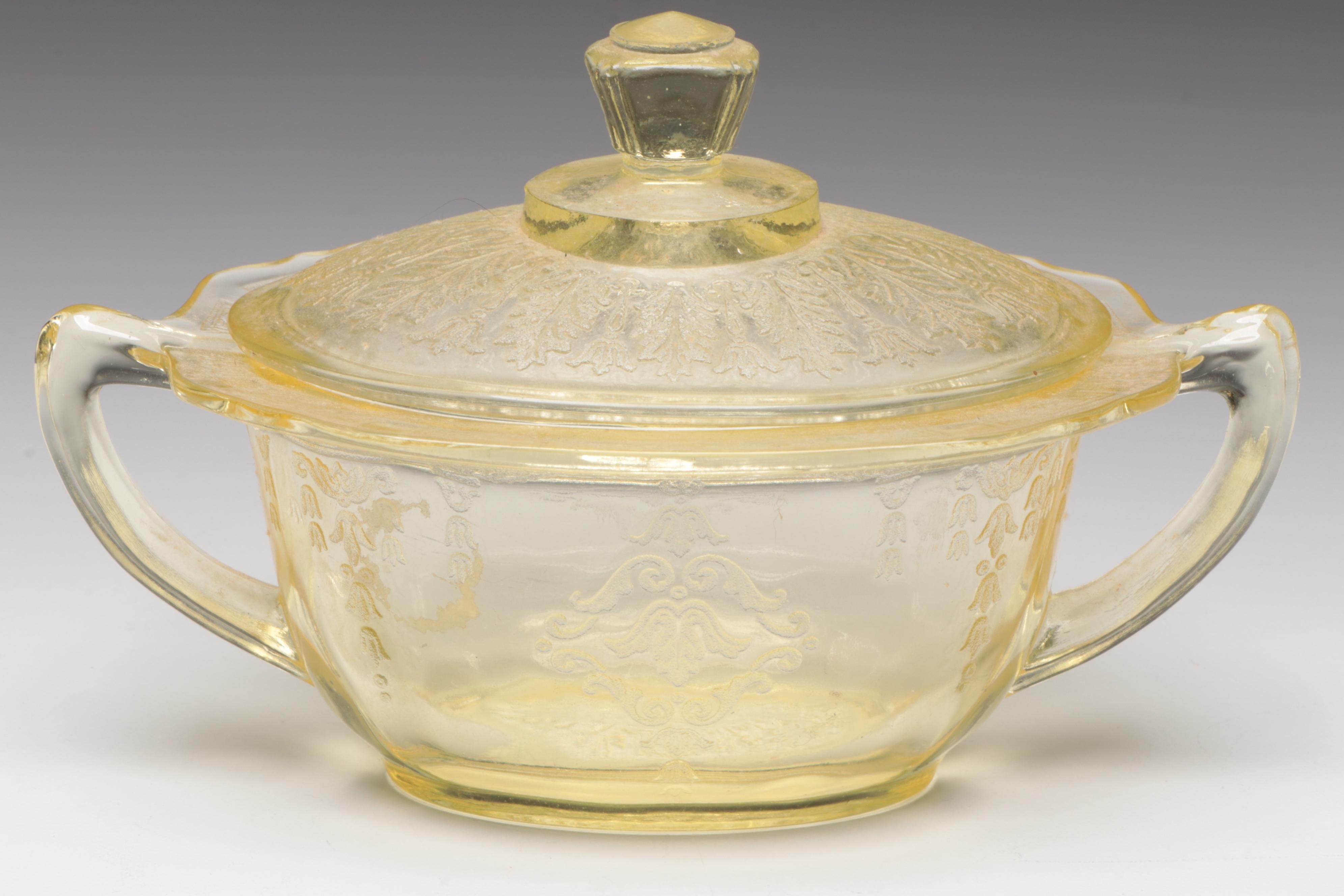 Lancaster Glass "Cane Landrum" and Other Yellow Depression Glass ...